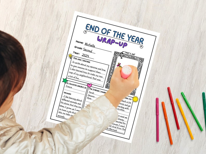 End of the Year Reflection Worksheet for Kids, Writing Activity ...