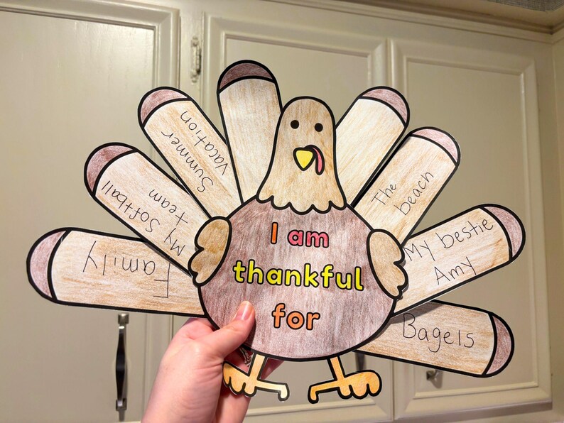 Thankful Turkey Craft, Thanksgiving Gratitude Activity (digital ...