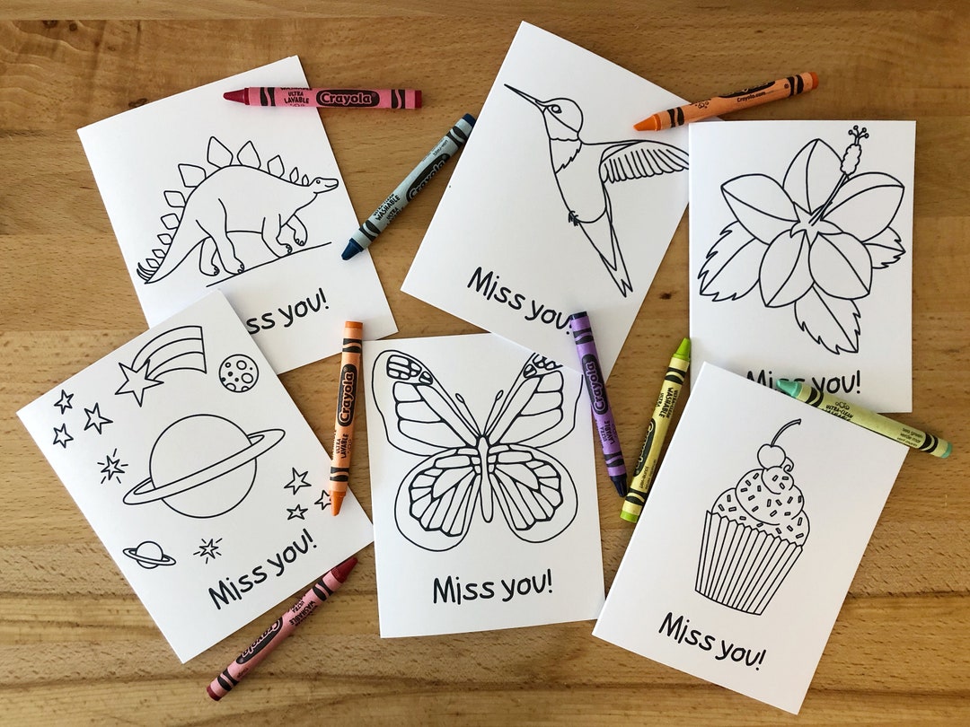 PACK OF 6 Colouring Cards, Cards for Kids, Children's Colouring Book ...