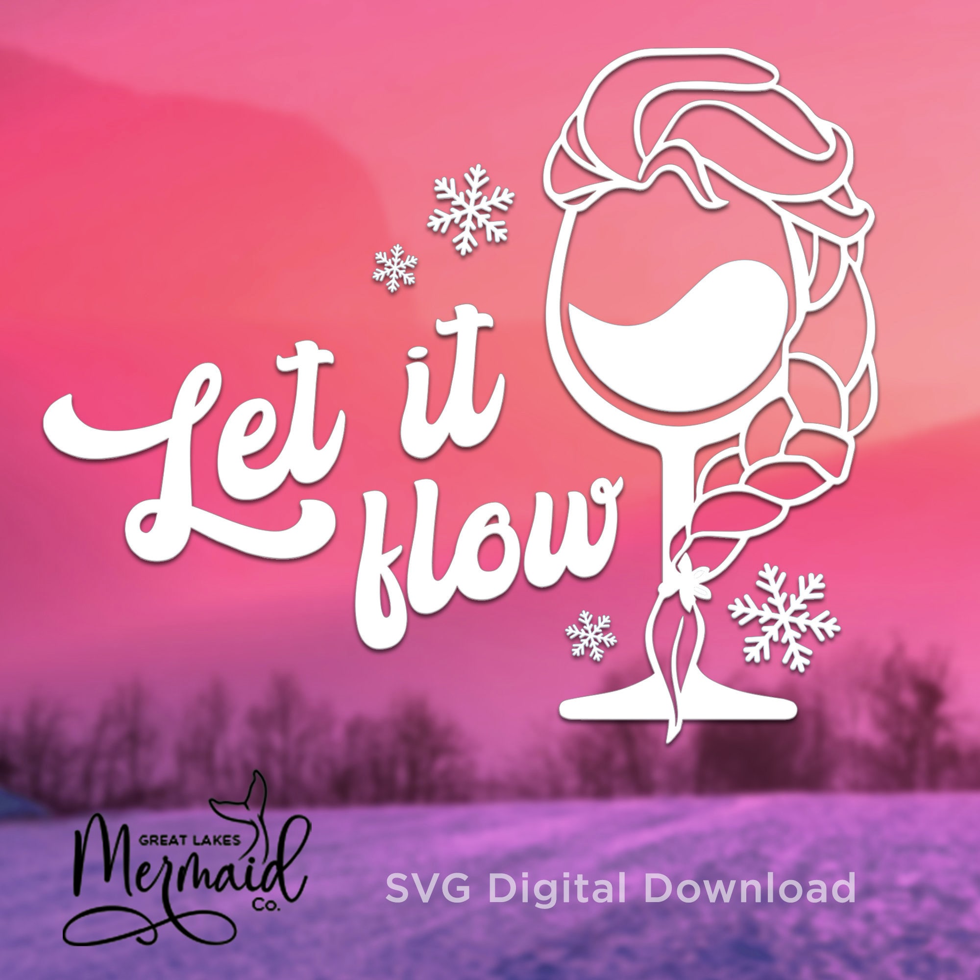 Frozen Elsa let It Flow Wine SVG Vinyl Cut Vector File - Etsy