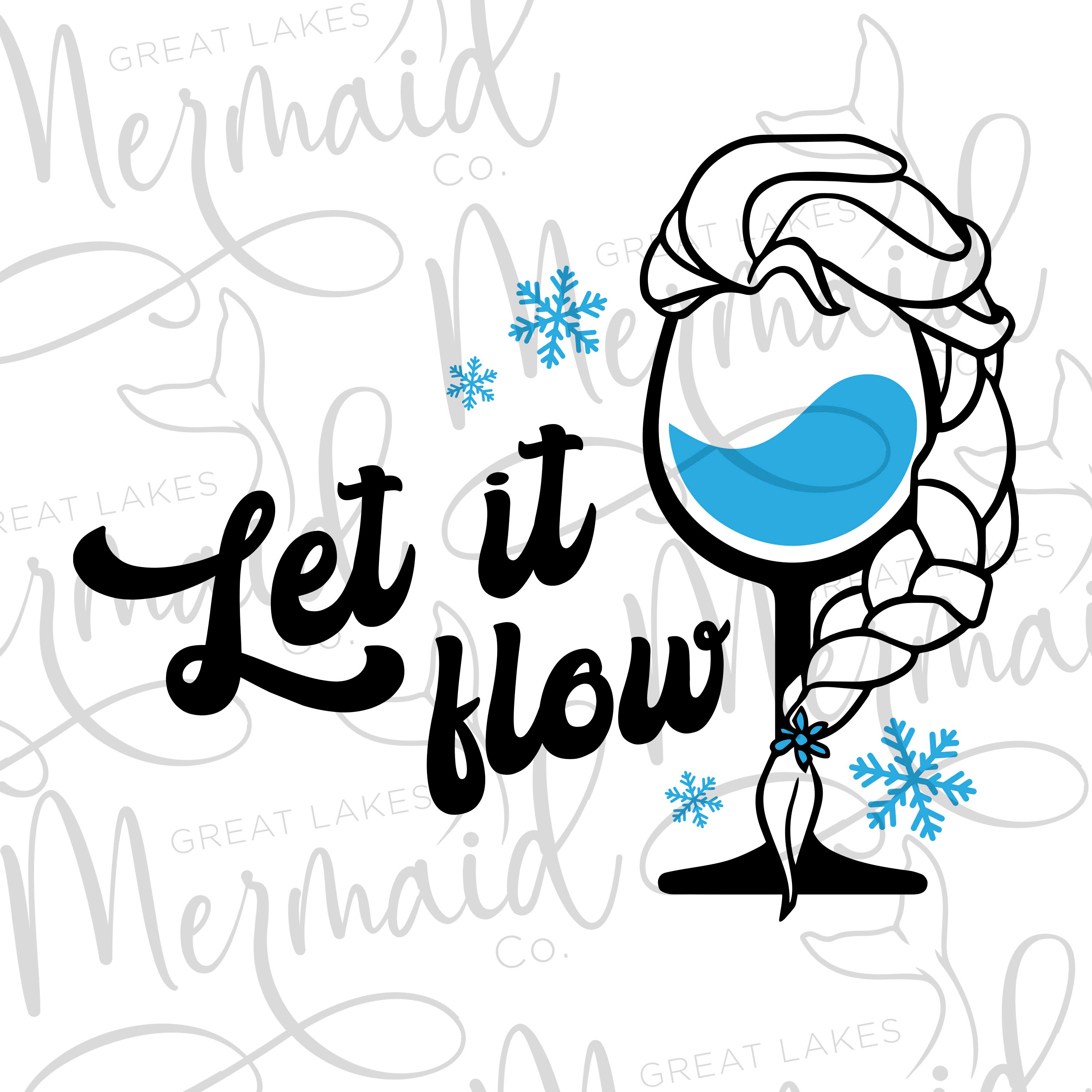 Frozen Elsa let It Flow Wine SVG Vinyl Cut Vector File - Etsy