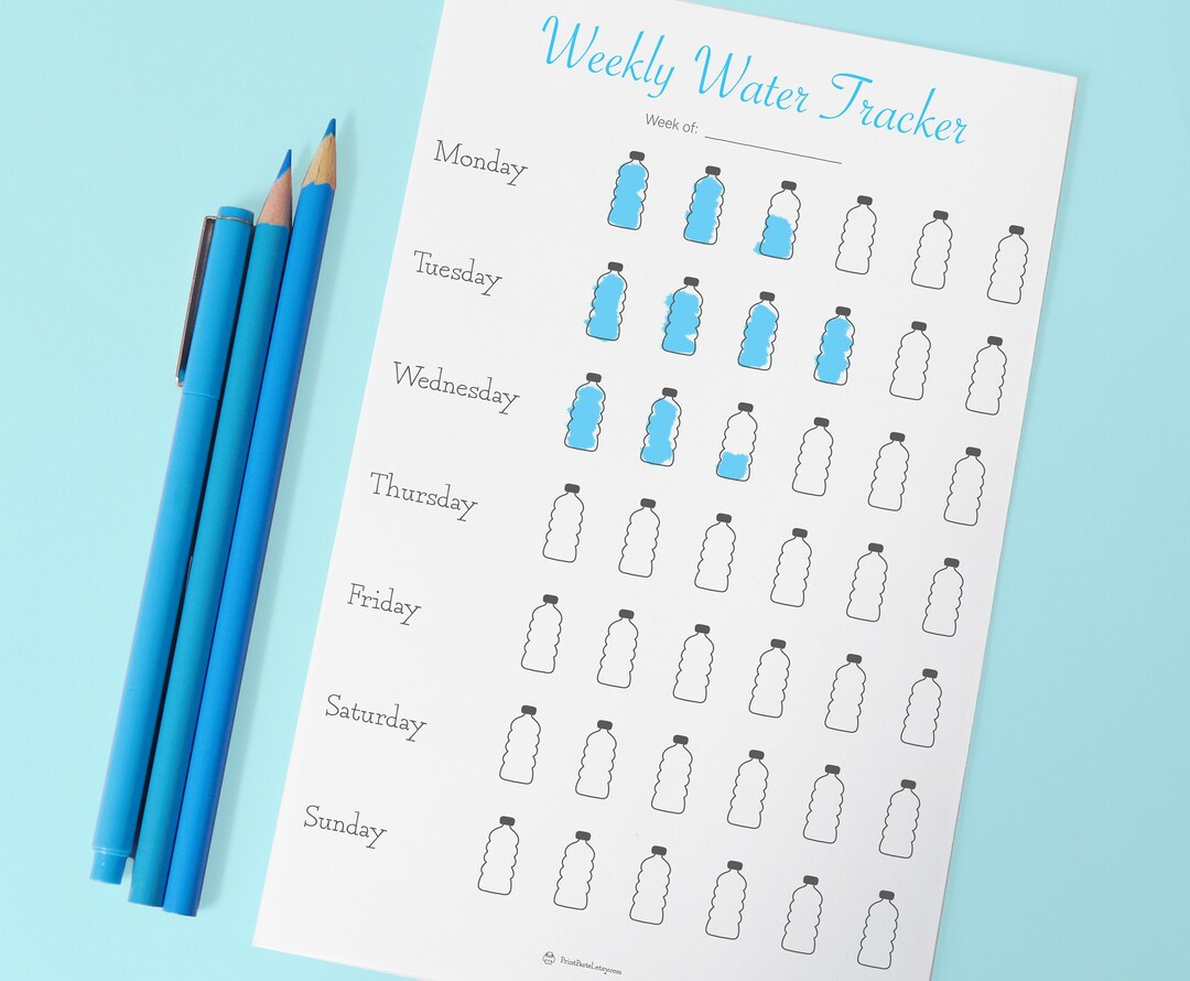 PRINTABLE Water Intake Tracker // Water Bottle Tracker Sheets for ...