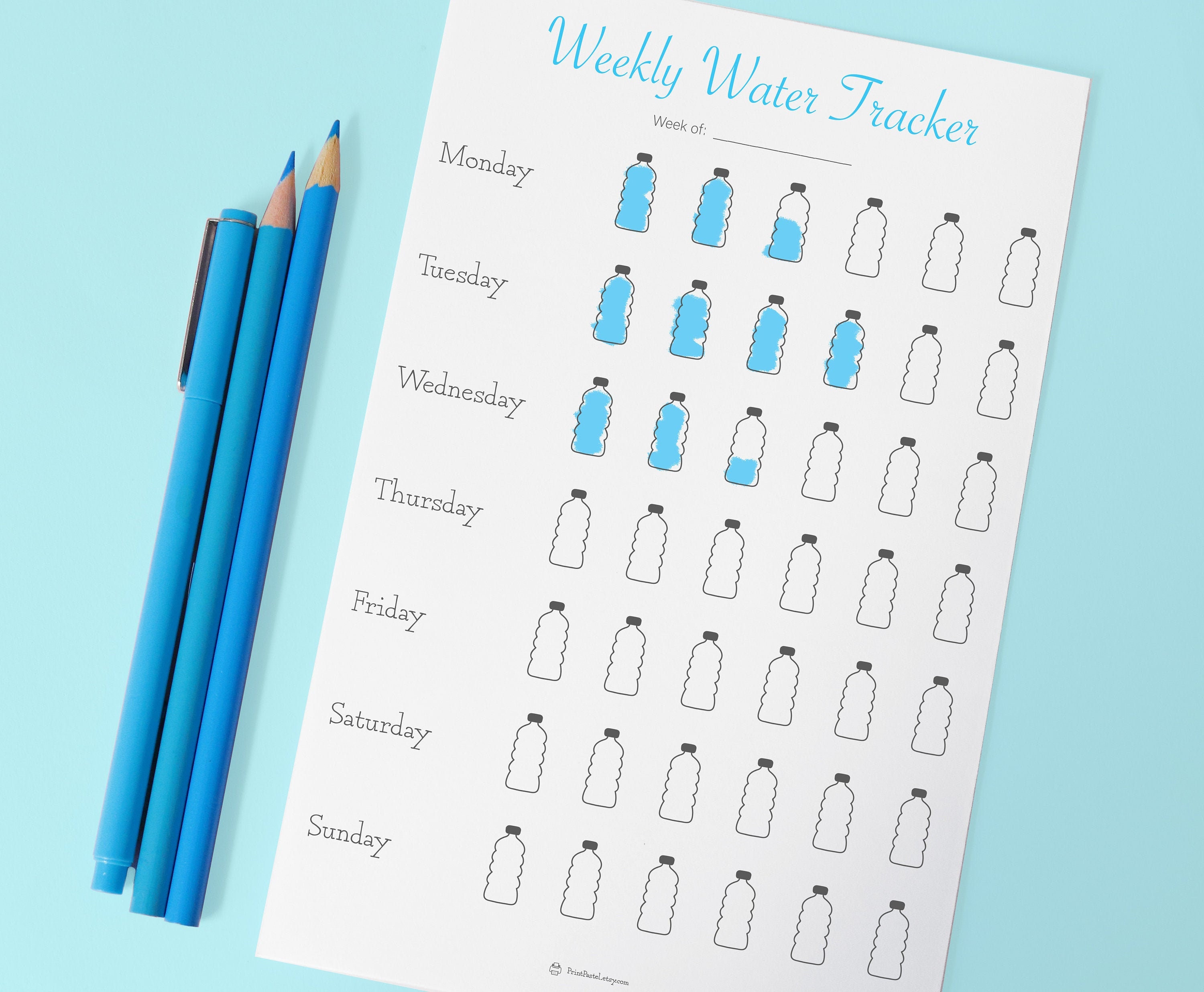 PRINTABLE Water Intake Tracker // Water Bottle Tracker Sheets for ... PRINTABLE Water Intake Tracker // Water Bottle Tracker Sheets for ...