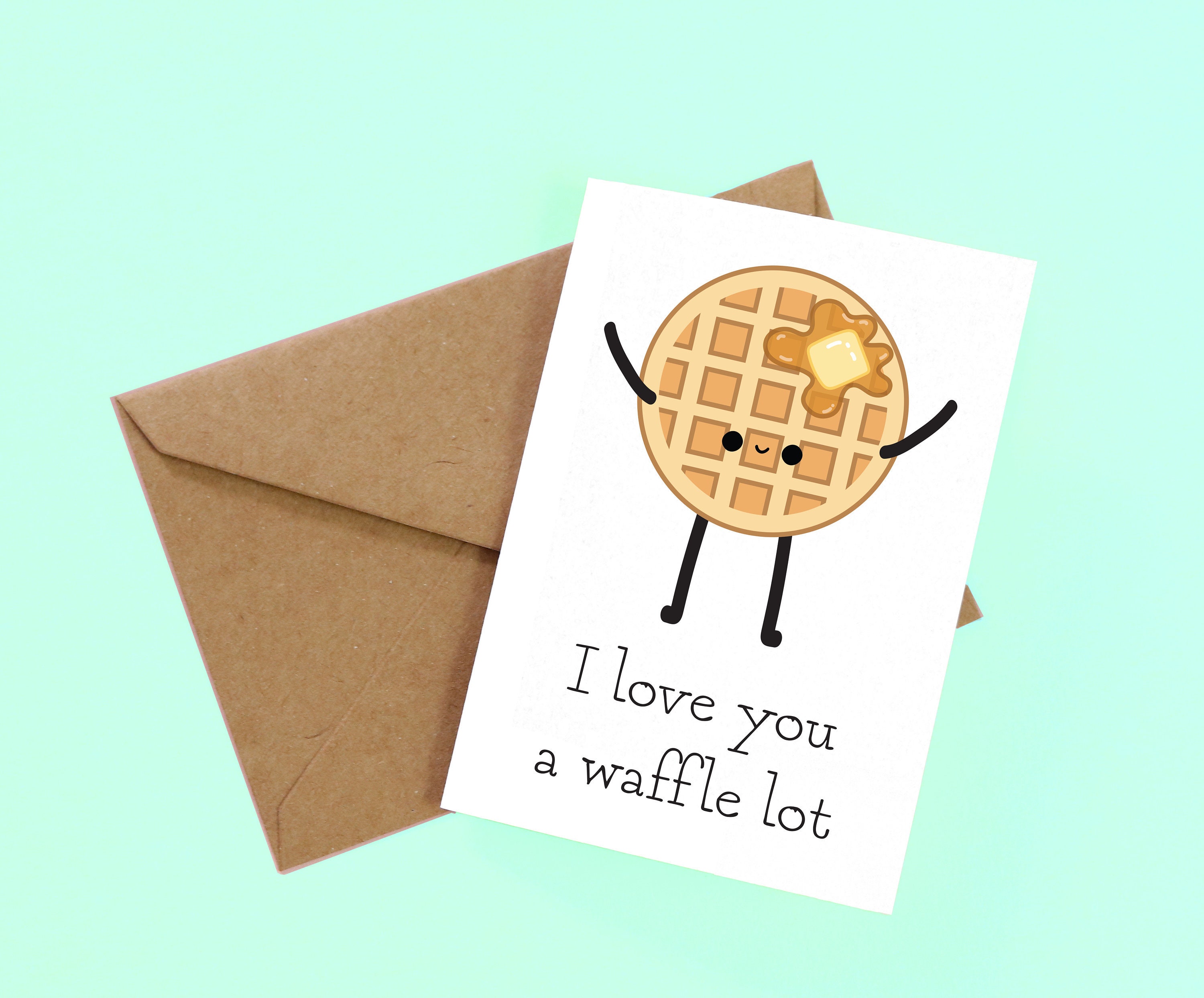 PRINTABLE Waffle Card i Love You a Waffle Lot digital PDF - Etsy