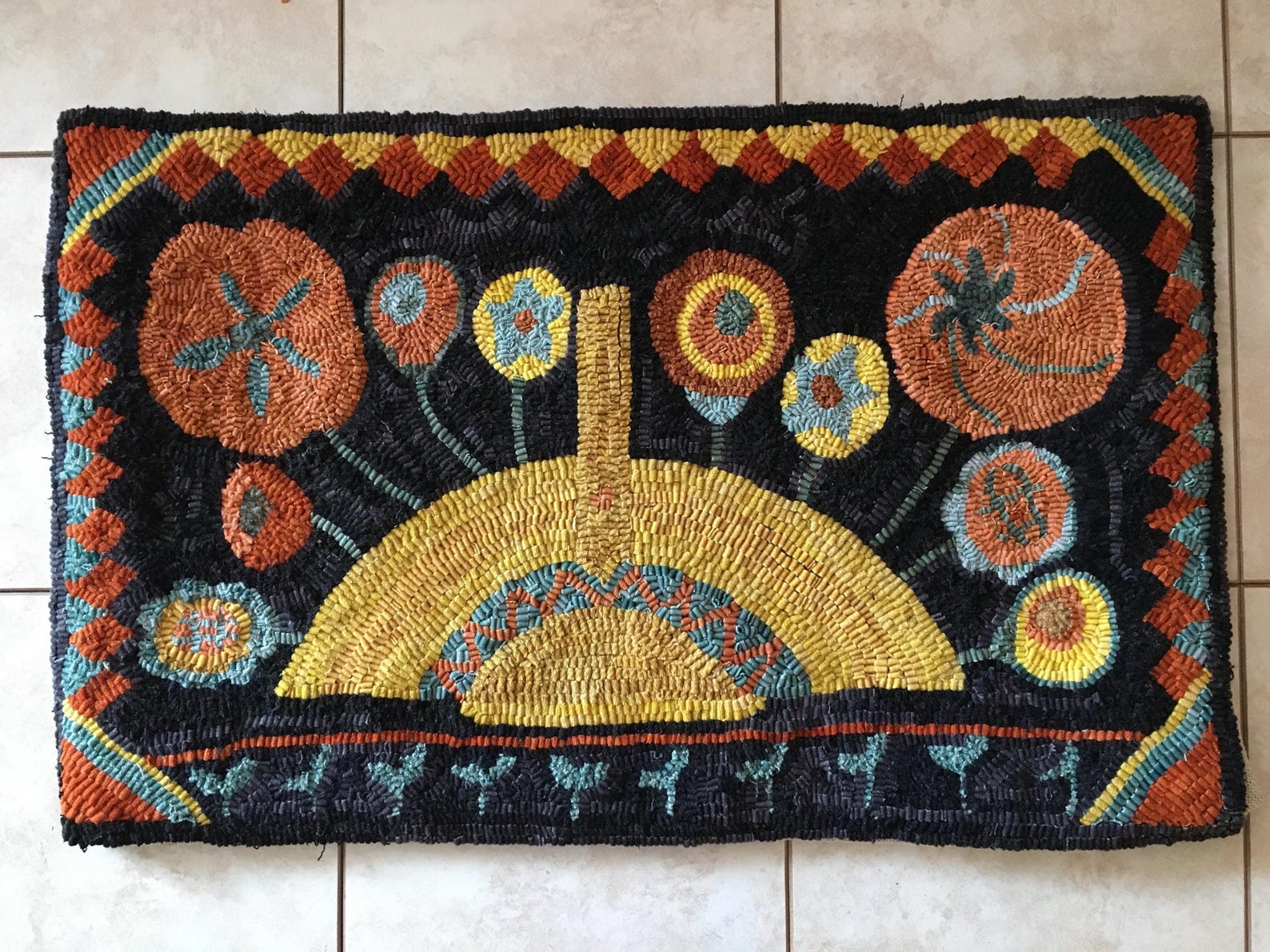 Primitive Hand Hooked Wool Rug, 21” X 33” - Etsy