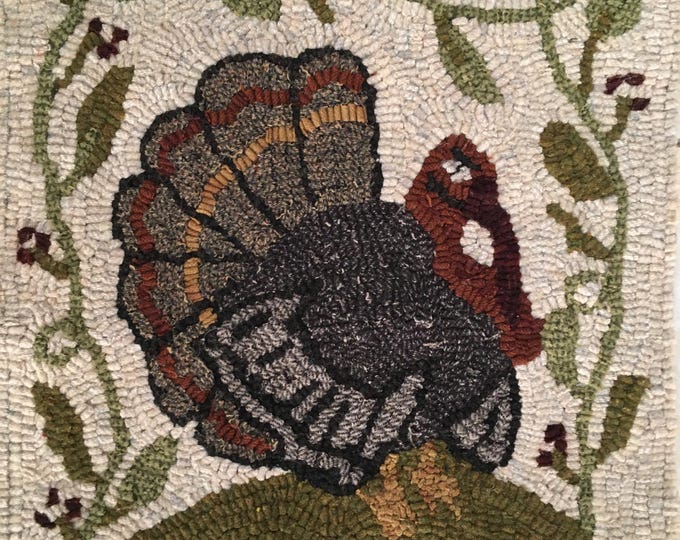Lets Talk Turkey, Primitive Hand Hooked Rug, 16 X 18 - Etsy