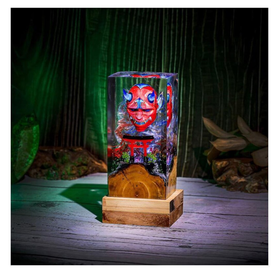 H.onn.ari Han.n.ya Mask and Torii Gate Night Lamp, Japanese Lamp Torii ...
