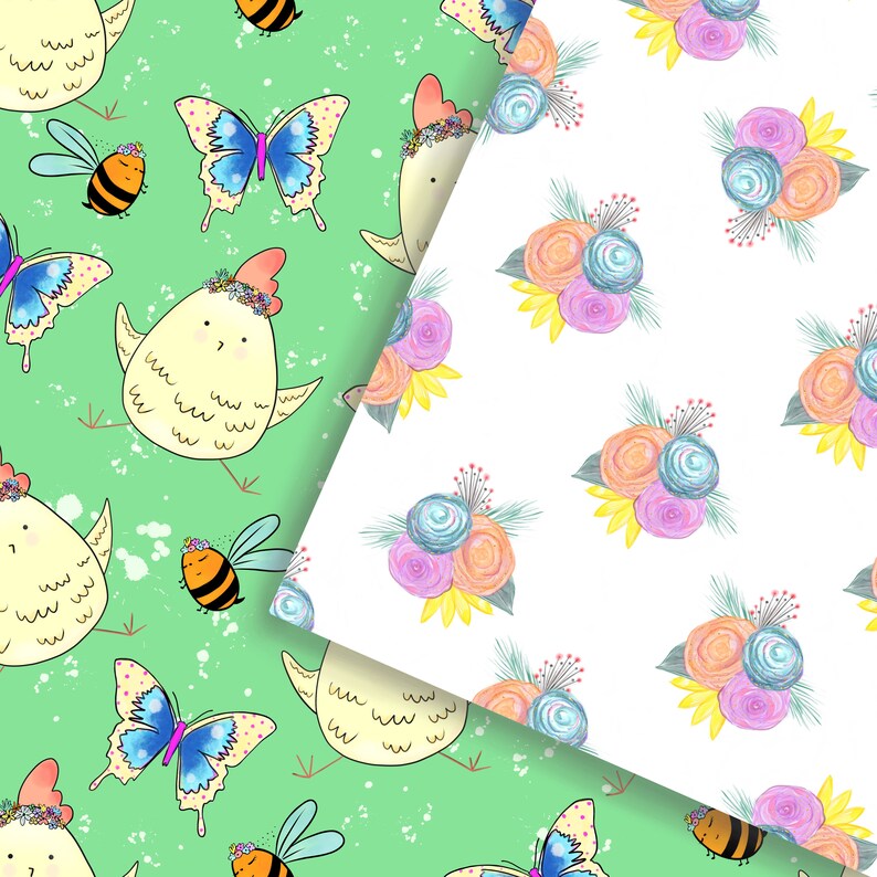 Easter Digital Paper Spring Digital Paper Bunny Digital | Etsy