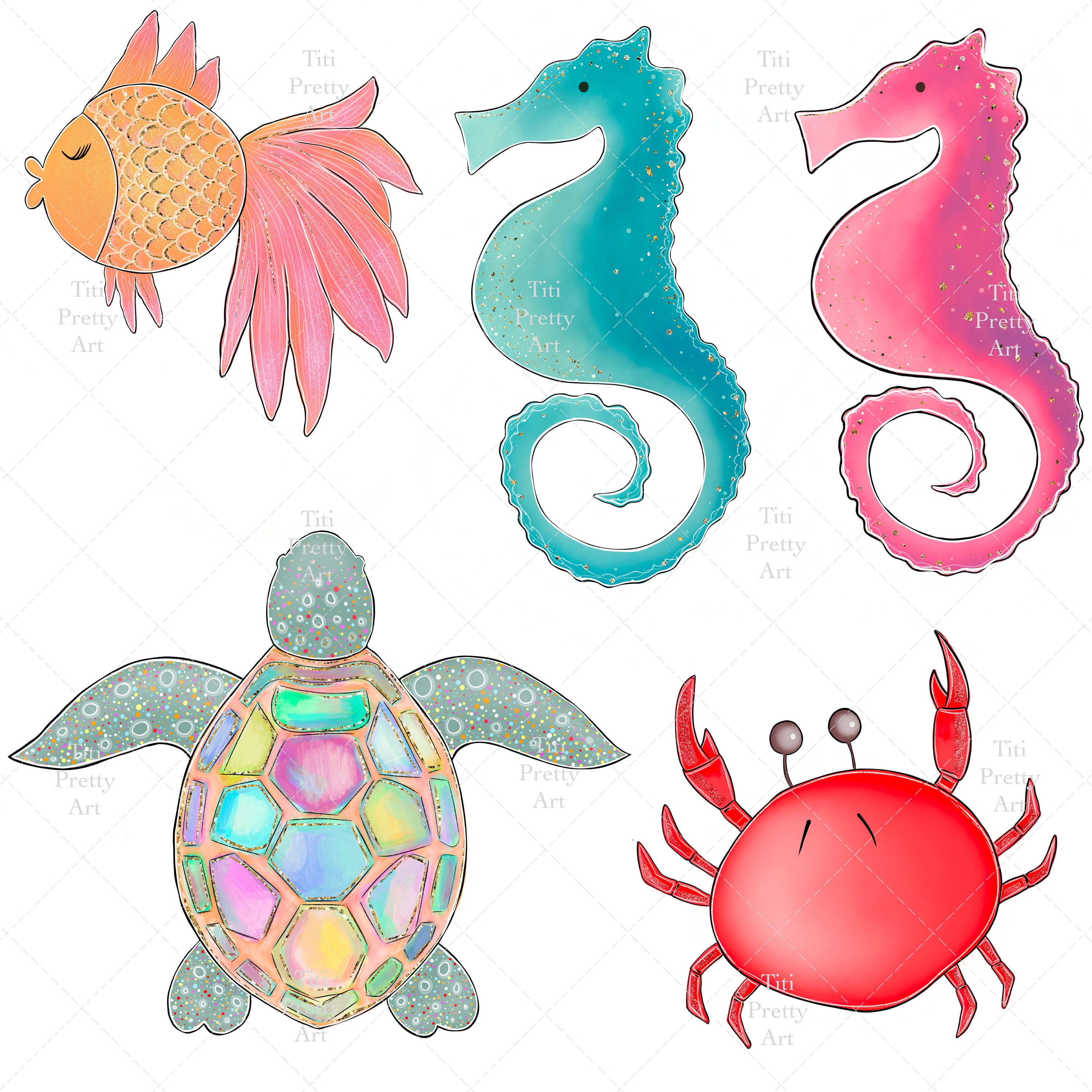 Under the Sea Clipart Summer Clipart Octopus Beach Animals - Etsy