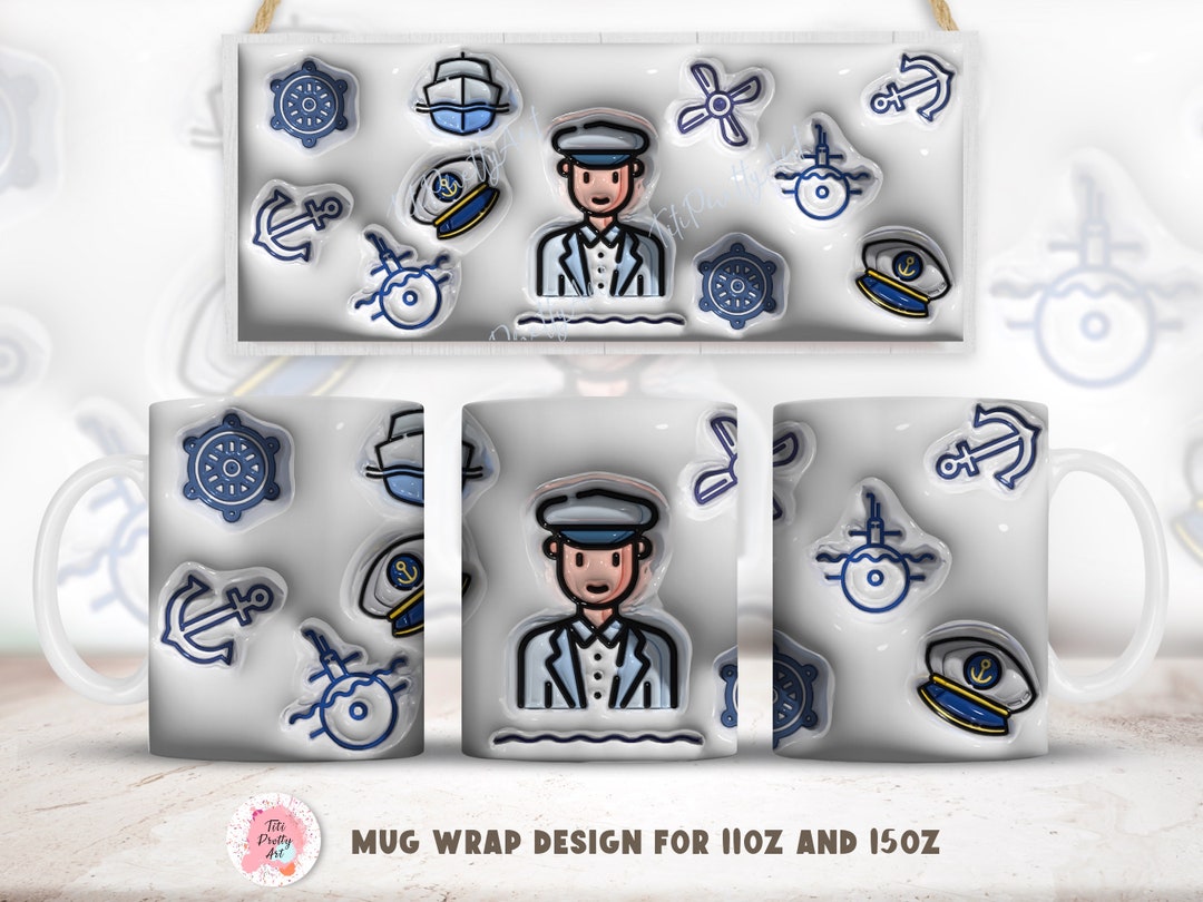 3D Inflated Naval Mug Wrap Sublimation Design, Full Wrap Mug 150z ...