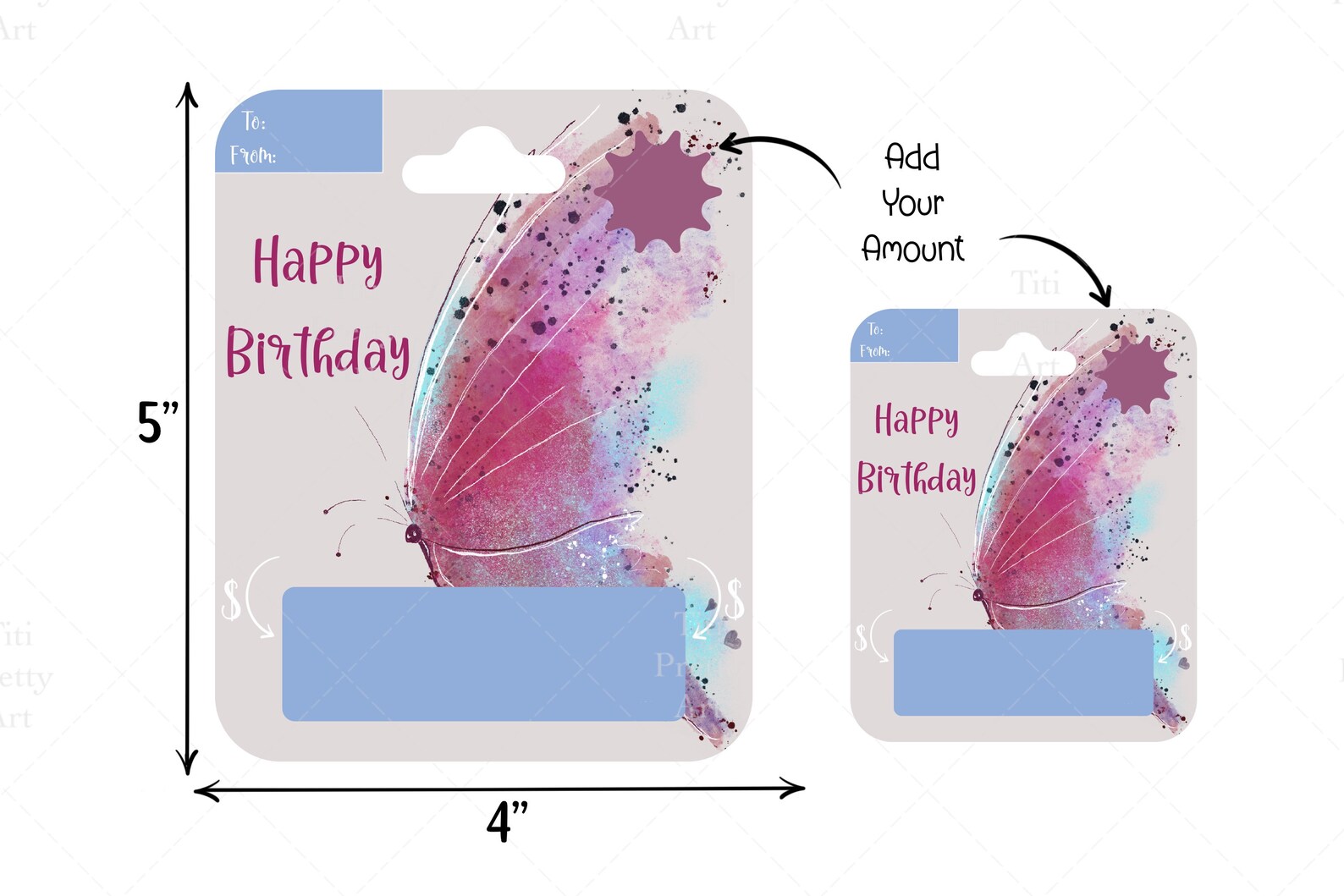 Happy Birthday Money Card Png Gift Box Money Card Template - Etsy