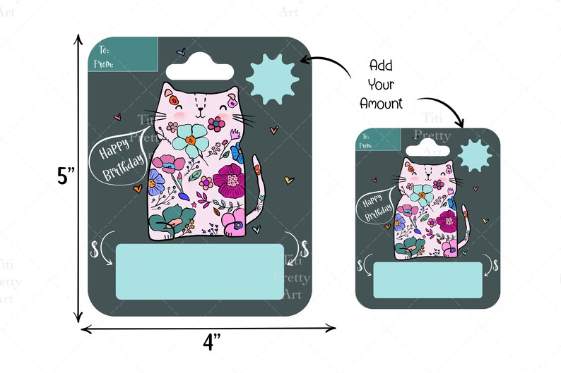 Happy Birthday Money Card Png Gift Box Money Card Template - Etsy
