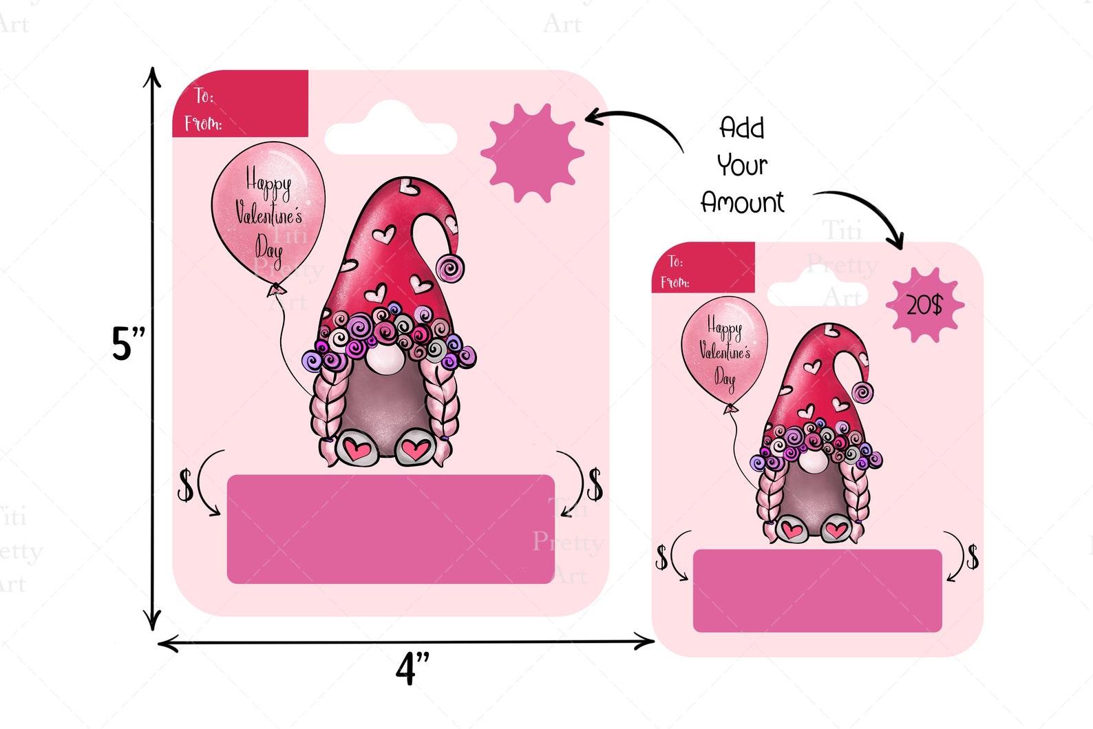 Valentine Money Card PNG Gift Box Money Card Template Gift - Etsy