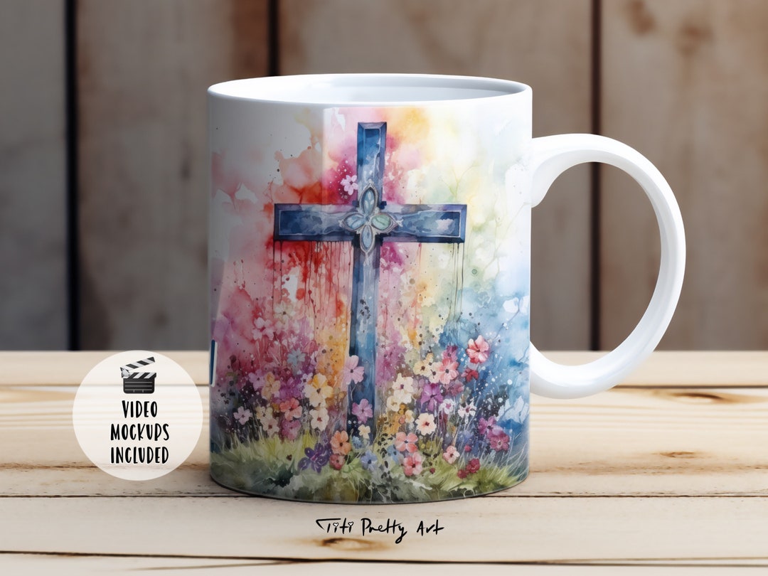 He is Risen Cross Mug Wrap, Easter Mug Design, Easter Sublimation ...