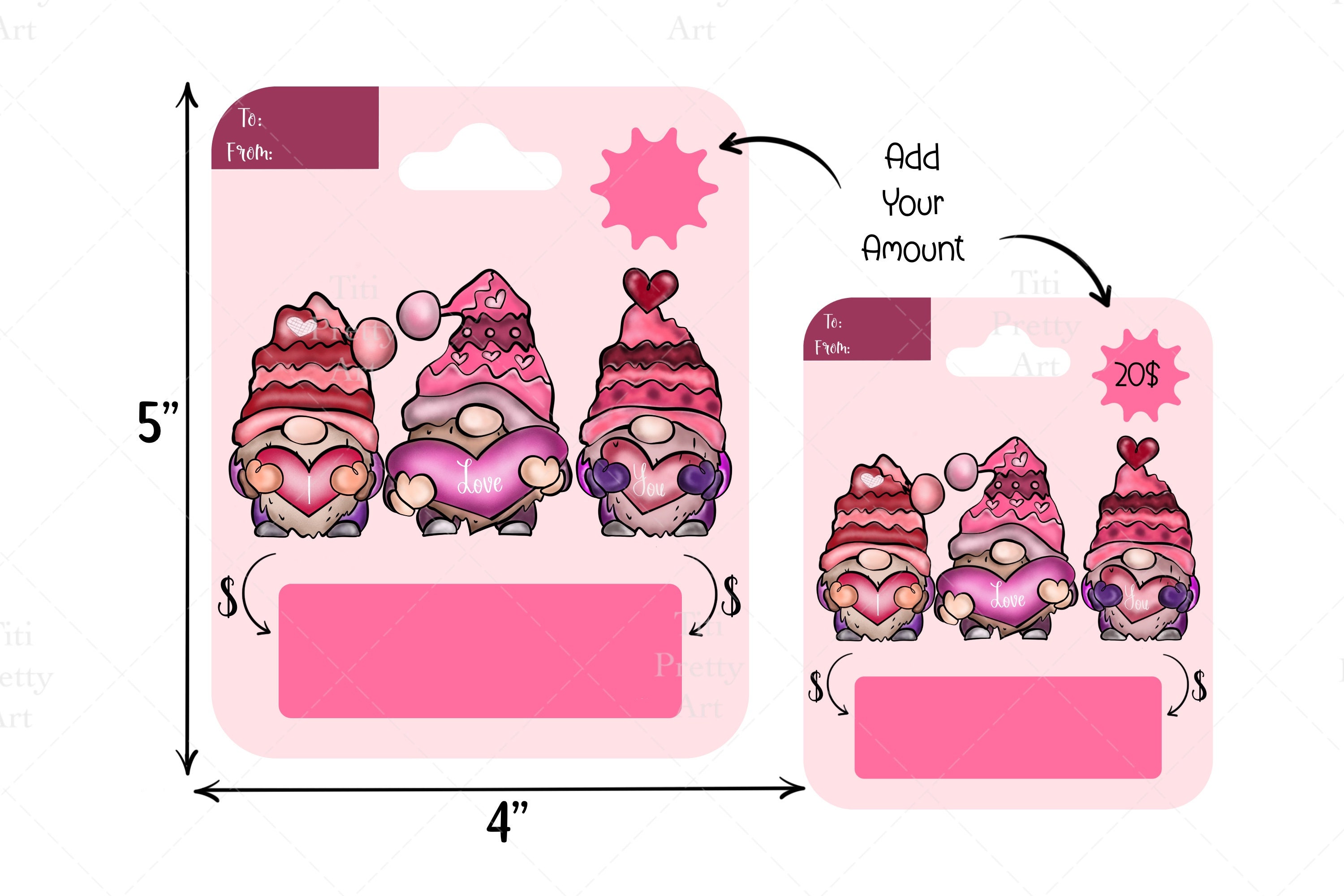 Valentine Money Card PNG Gift Box Money Card Template Gift - Etsy