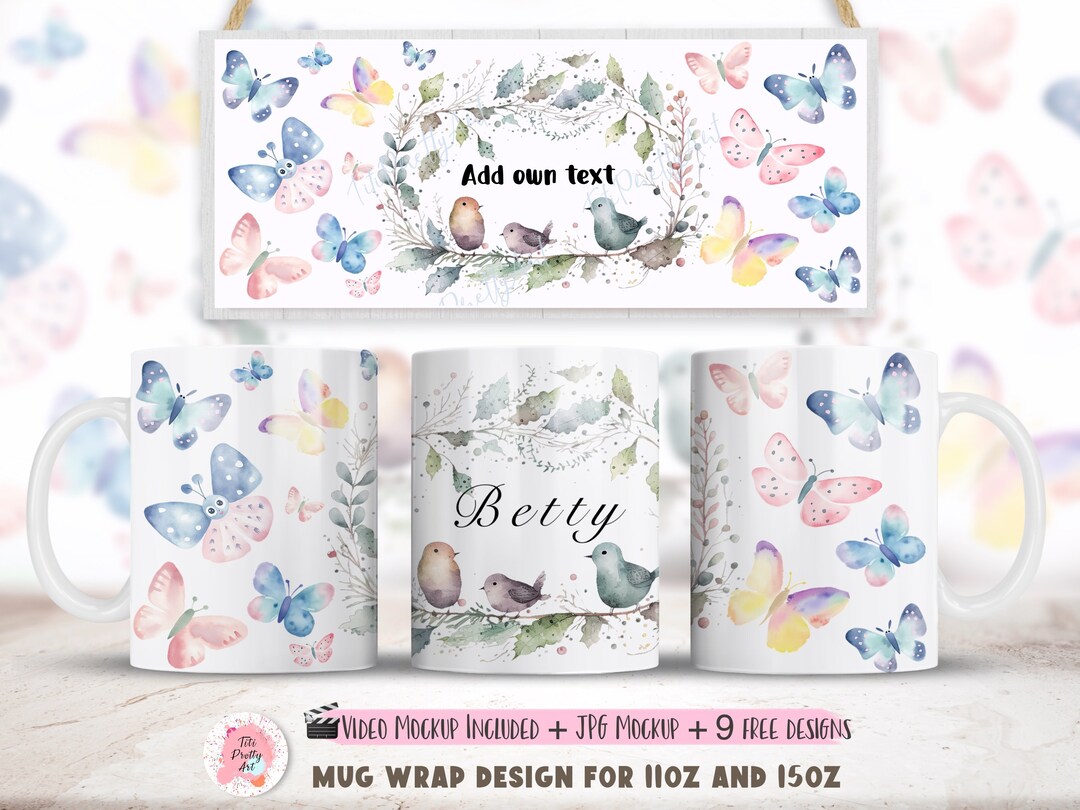 Add Your Own Text Mug Wrap, Custom Mug Design, Sublimation Designs ...