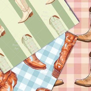 Cowboy Boots Seamless Patterns, Western Png, Retro Checked Patterns ...