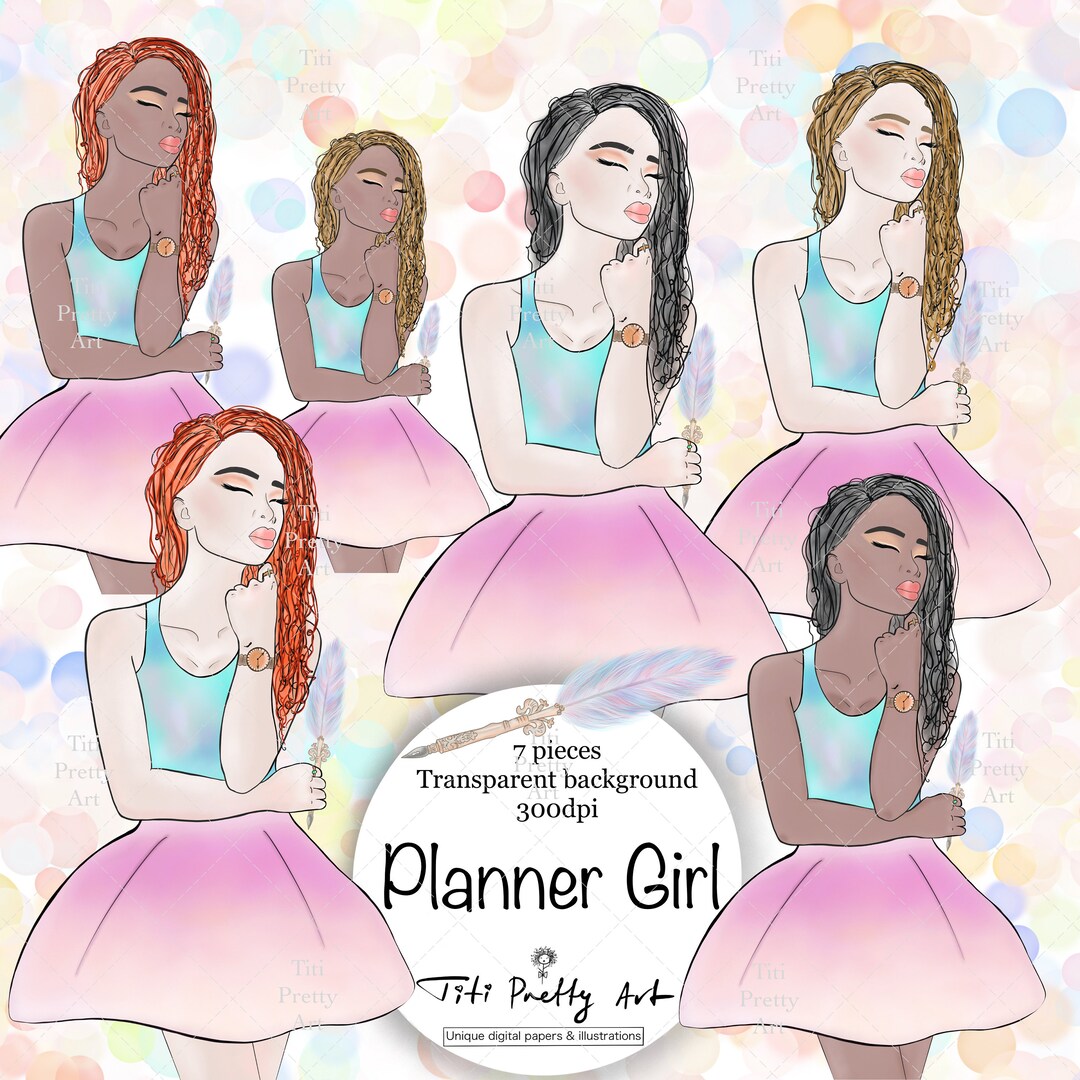 Planner Girl Clipart, Fashion Girl Clipart, Girly Clipart Printable ...
