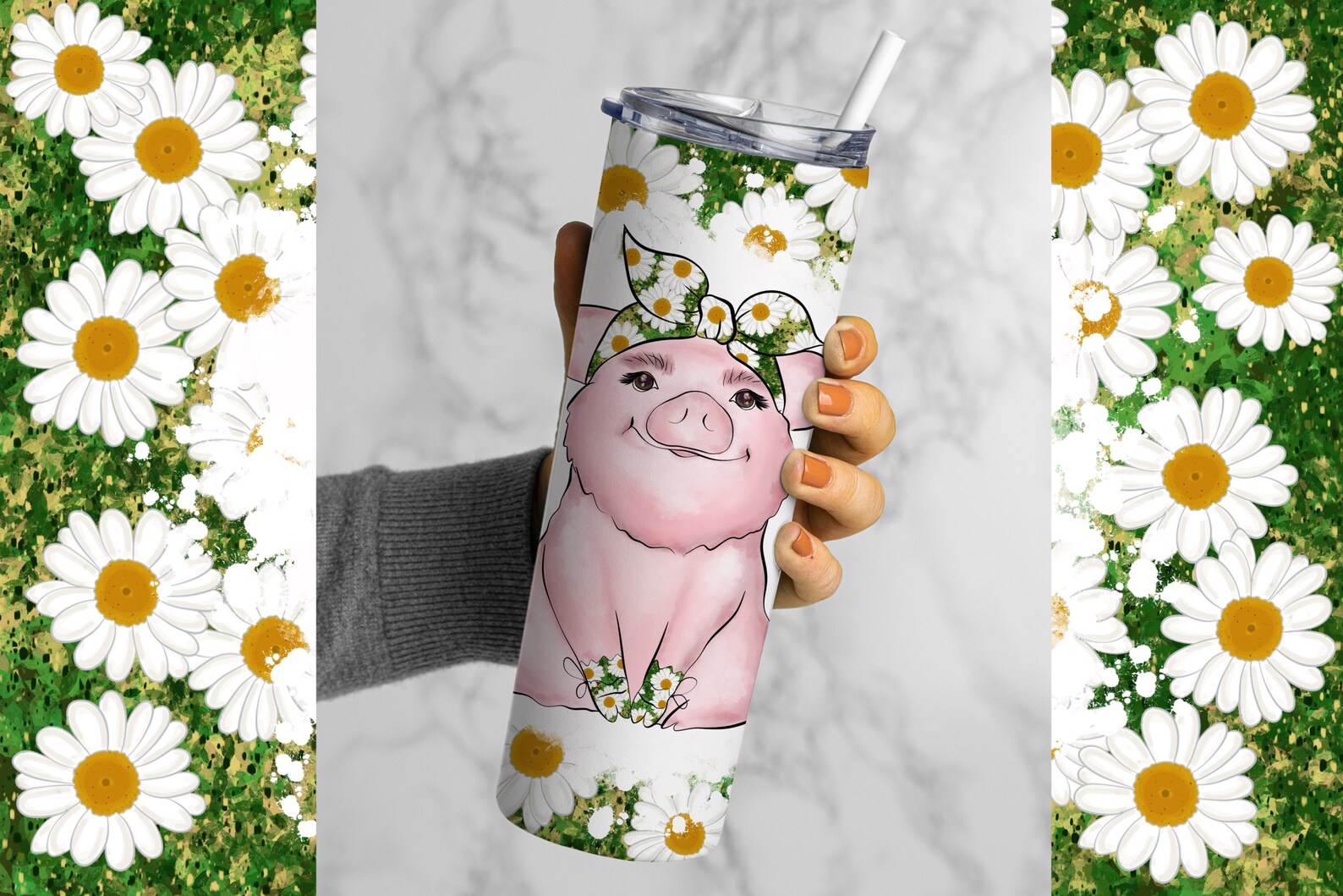 Daisy Tumbler Wrap Pigs Tumbler Wrap Floral Tumbler Wrap - Etsy
