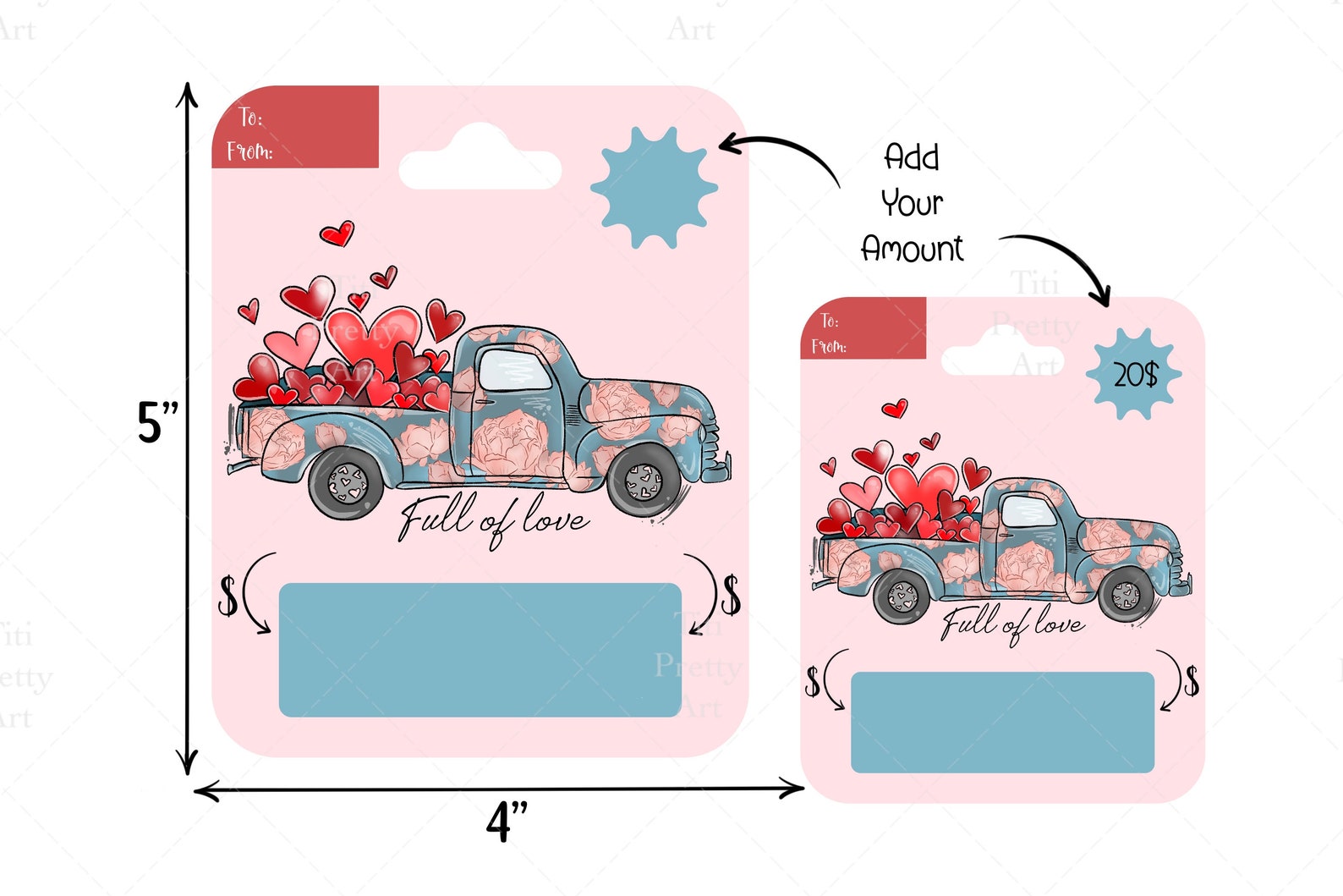 Valentine Money Card PNG Gift Box Money Card Template Gift - Etsy