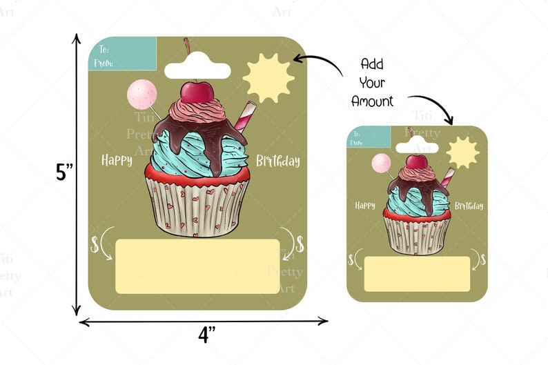 Happy Birthday Money Card Png Gift Box Money Card Template - Etsy