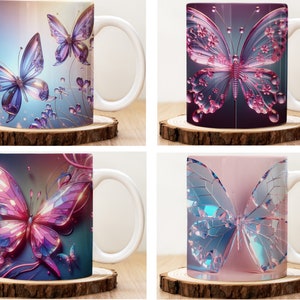 3D Butterfly Mug Wrap Bundle, Butterfly Mug Design, Sublimation Designs ...