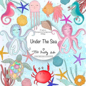 Under the Sea Clipart, Summer Clipart, Octopus, Beach Animals, Sea ...