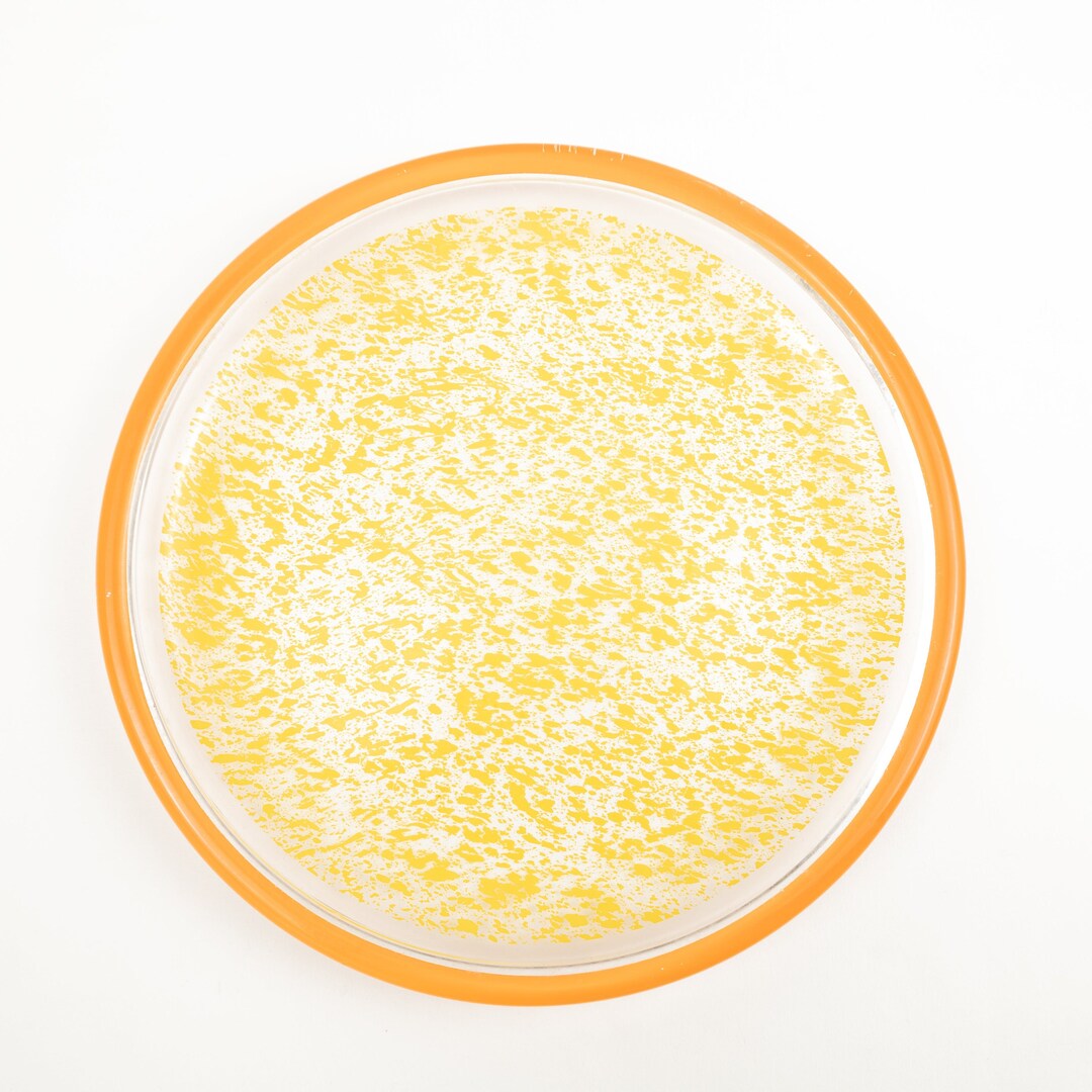 Vintage Serving Plate Splatter Glass Yellow and Orange Orange Rim ...