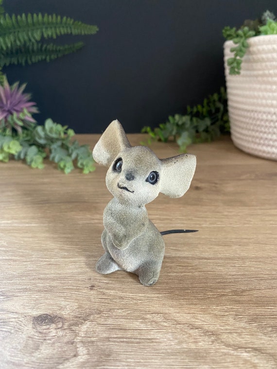 Home & Living Statues Gray Fur 3.5 Tall Vintage 1960s Fuzzy Flocked ...