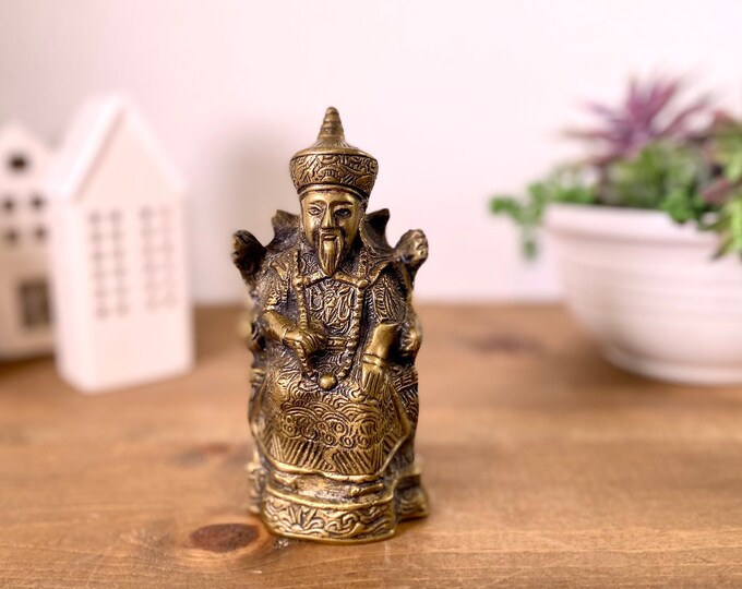 Vintage Brass Chinese Emperor Statue | Asian Decor | Vintage Midcentury ...