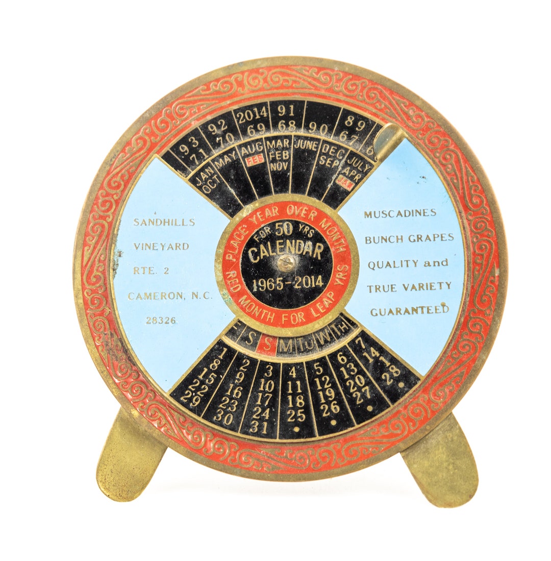 Vintage Brass Calendar 1965-2014 50 Year - Etsy