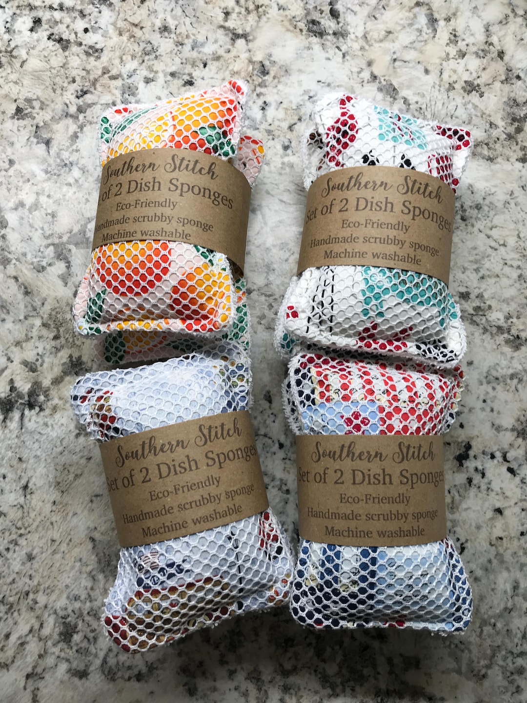 Reusable Dish Sponge, Handmade Kitchen Sponge, Eco-friendly Scrubber ...