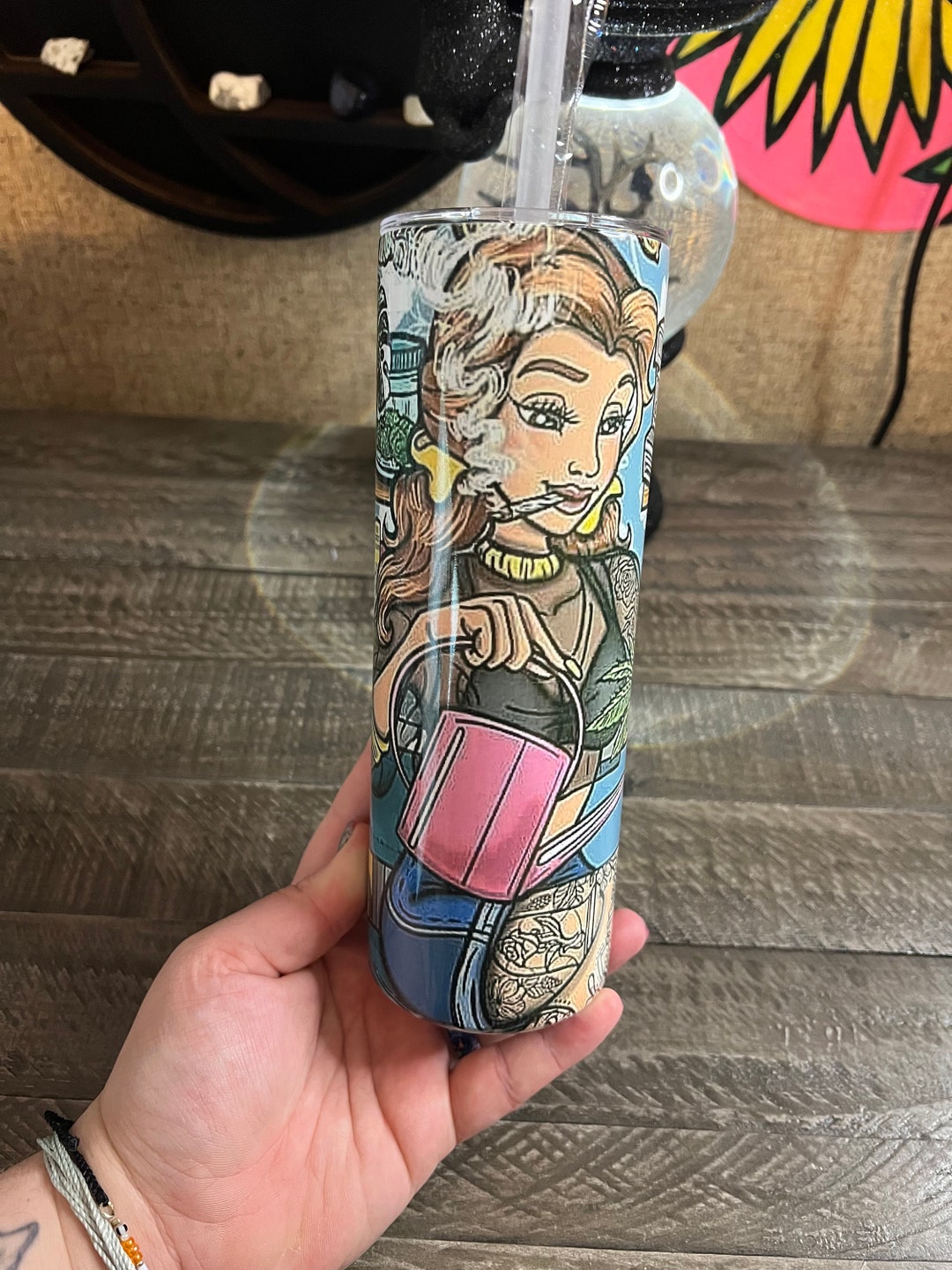 20oz Princess Toker Tumbler, Belle Smoking Weed, Character Marijuana ...