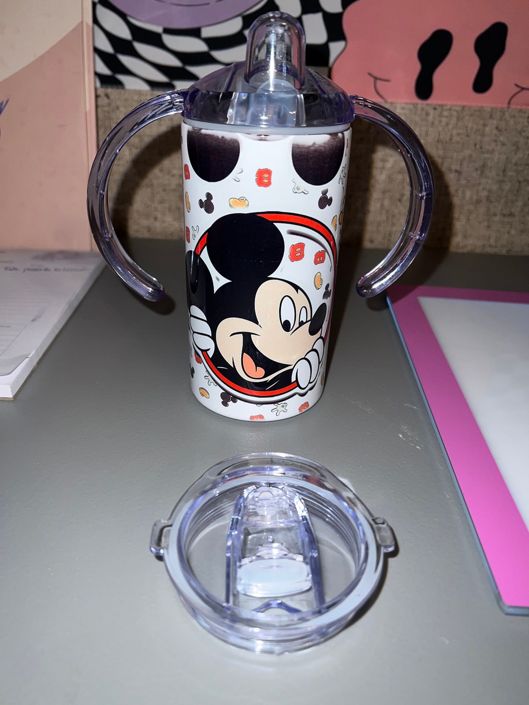 Mickey Mouse Sippy Cup Mickey Mouse Tumbler Dual Lid Baby - Etsy