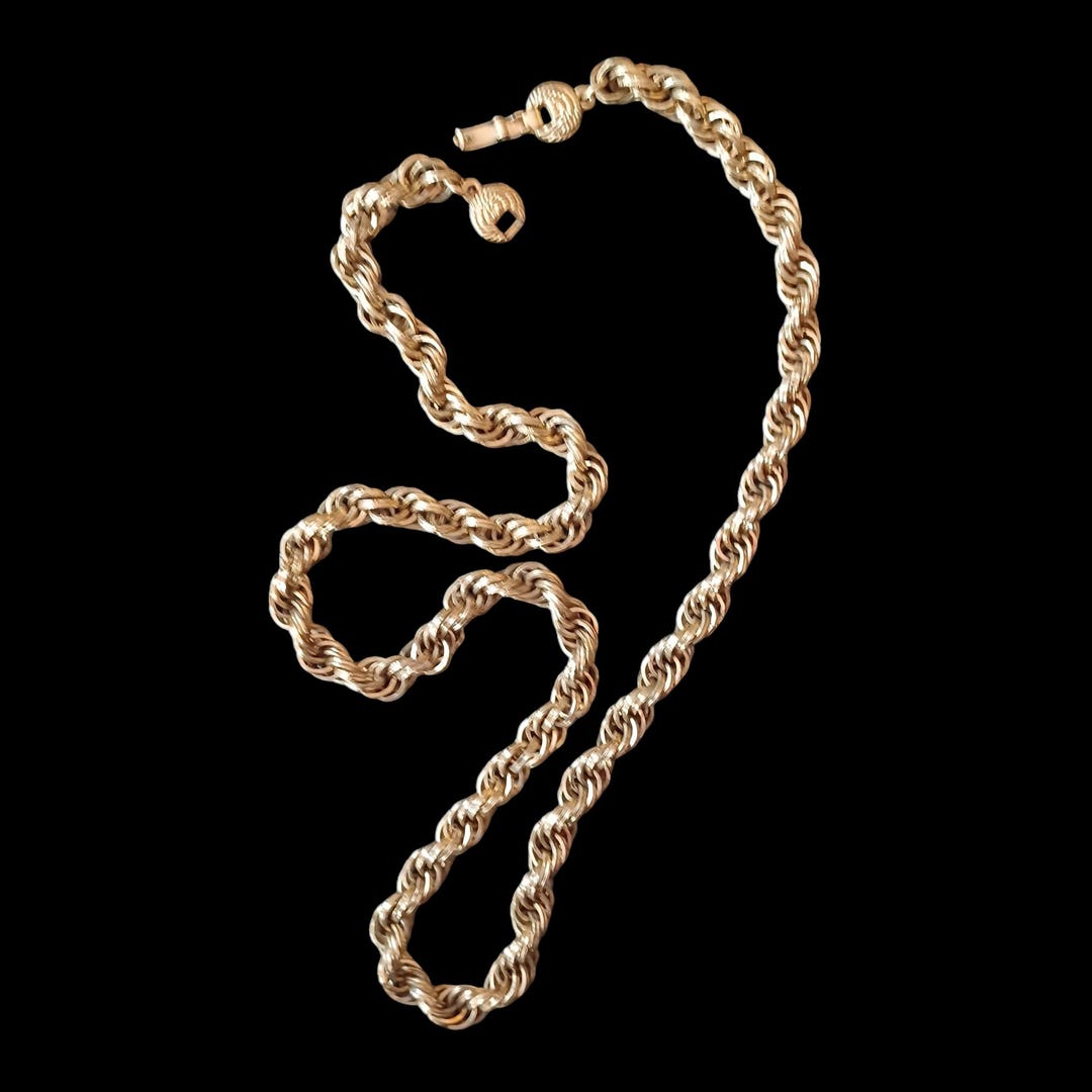 Monet Rope Chain Vintage Mid Century Necklace 24.5 In - Etsy