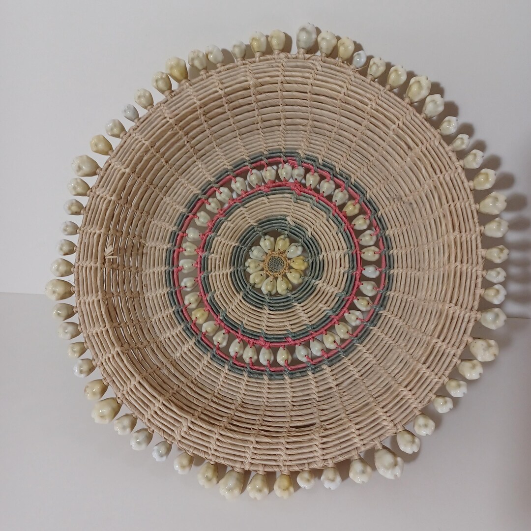 Woven Seagrass and Cowrie Shell Decorative Basket From the Marshall ...