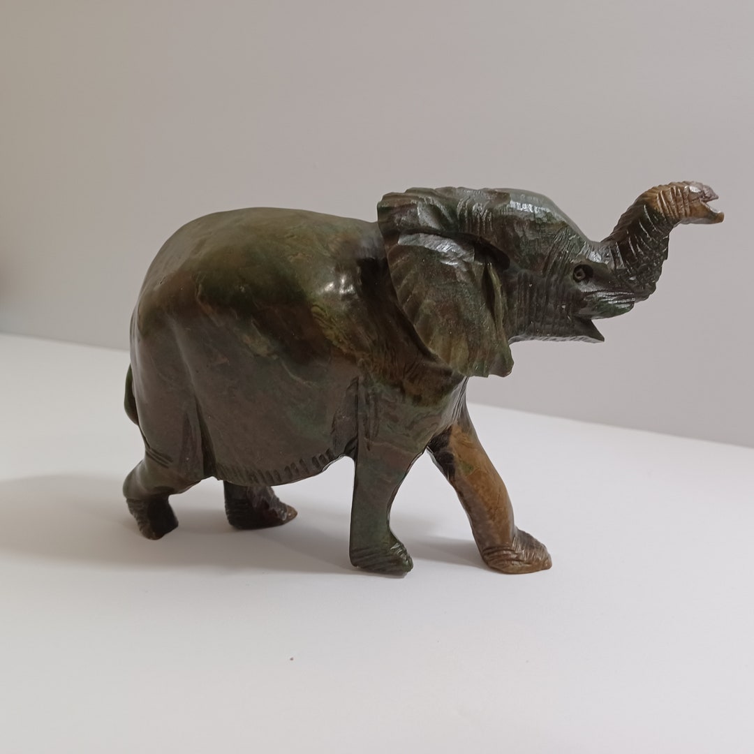 Verdite Carved Stone Elephant - Etsy