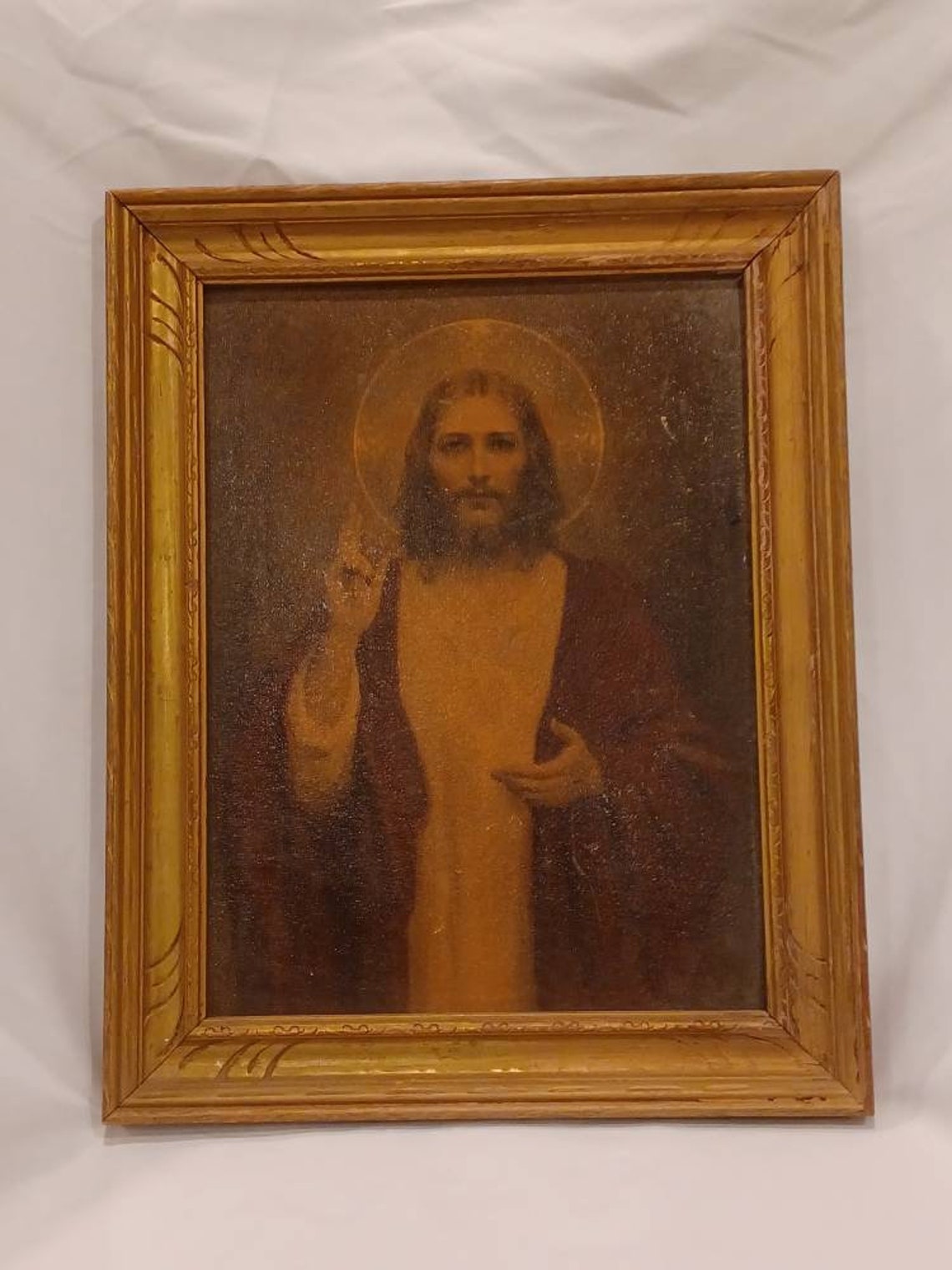 Antique Sacred Heart of Jesus by Charles Bosseron Chambers. - Etsy