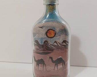 Vintage Colored Sand Art in Antique Glass Bottle Desert Camel Design ...