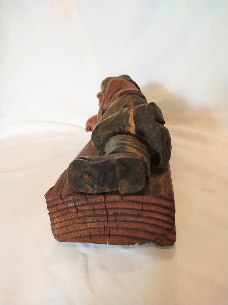 Vintage Carved Wooden Hobo Sleeping on an Old 2x4 | Etsy