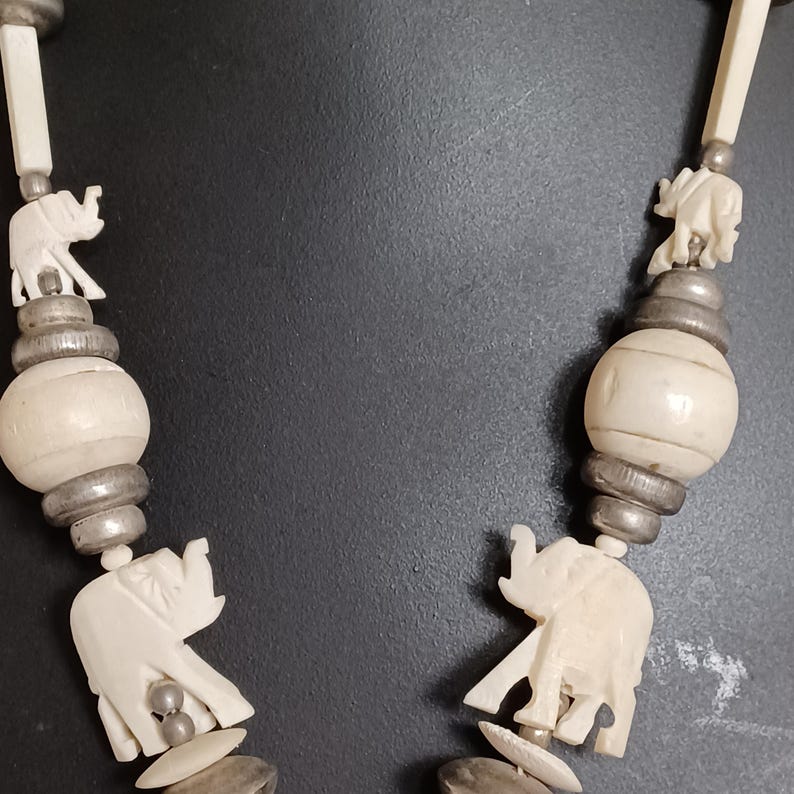 Carved Bovine Bone Vintage Elephant Necklace - Etsy