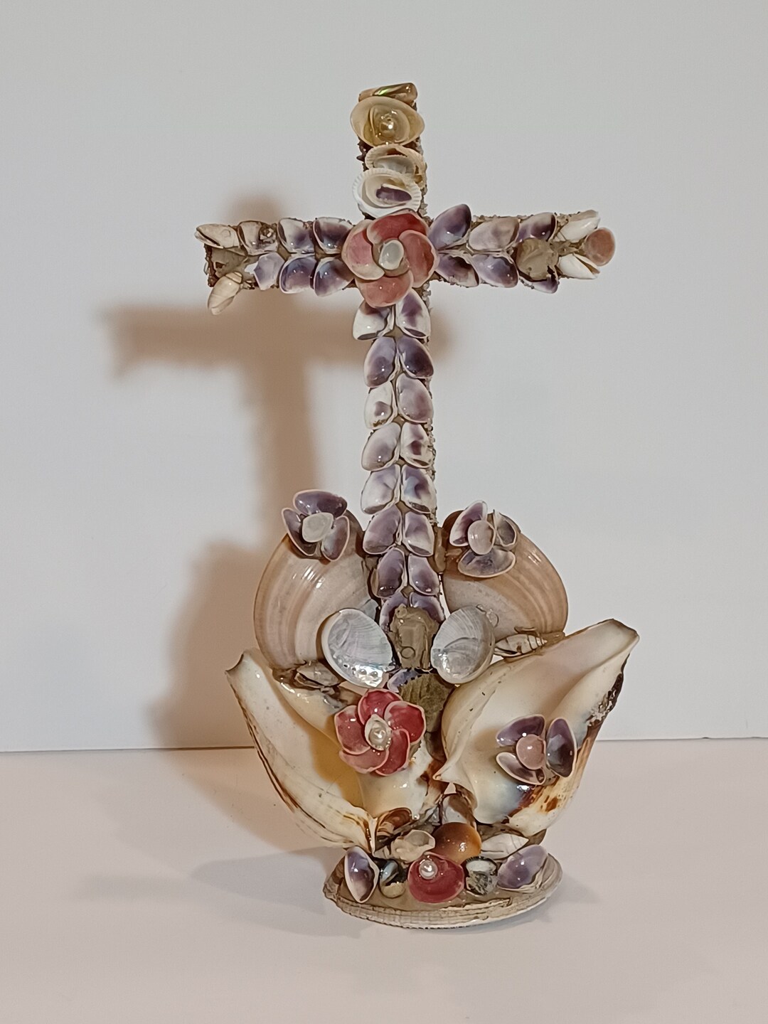 Sailor's Valentine Seashell Cross Antique - Etsy