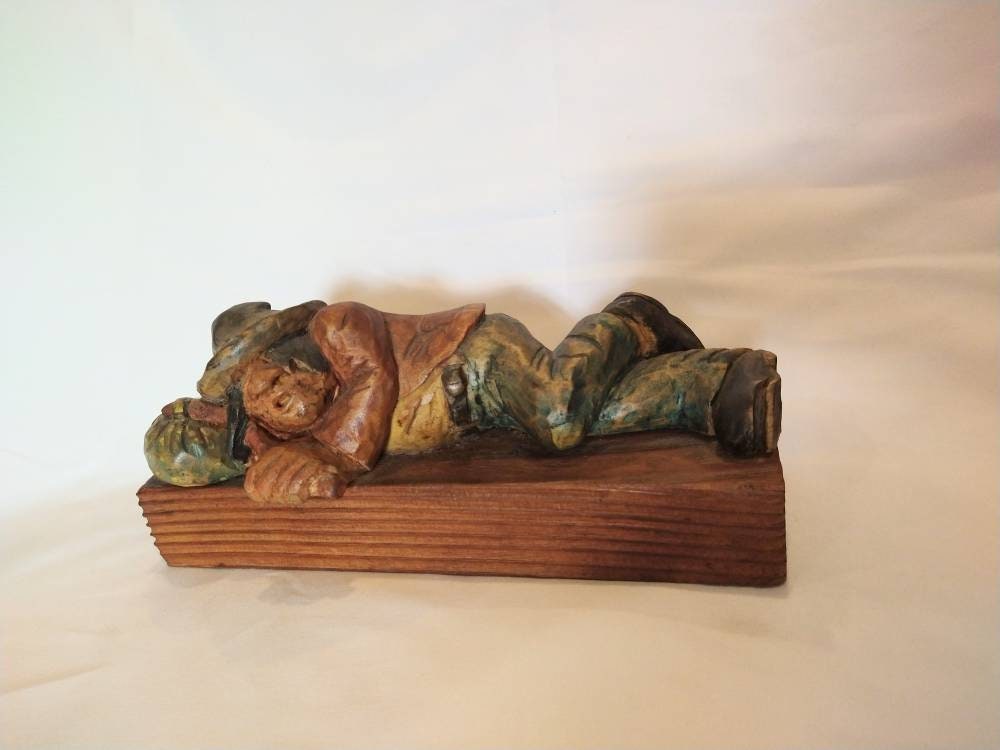 Vintage Carved Wooden Hobo Sleeping on an Old 2x4 | Etsy