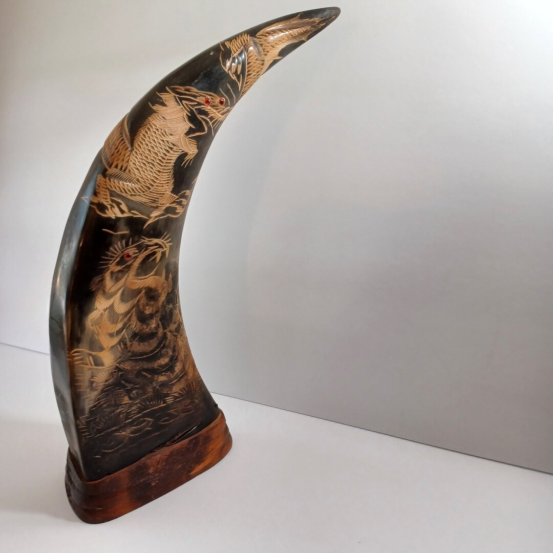 Carved Horn Tiger and Dragon Mid Century Home Decor - Etsy