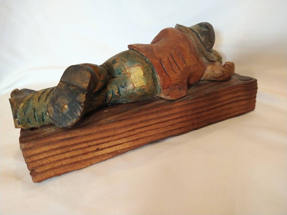 Vintage Carved Wooden Hobo Sleeping on an Old 2x4 | Etsy
