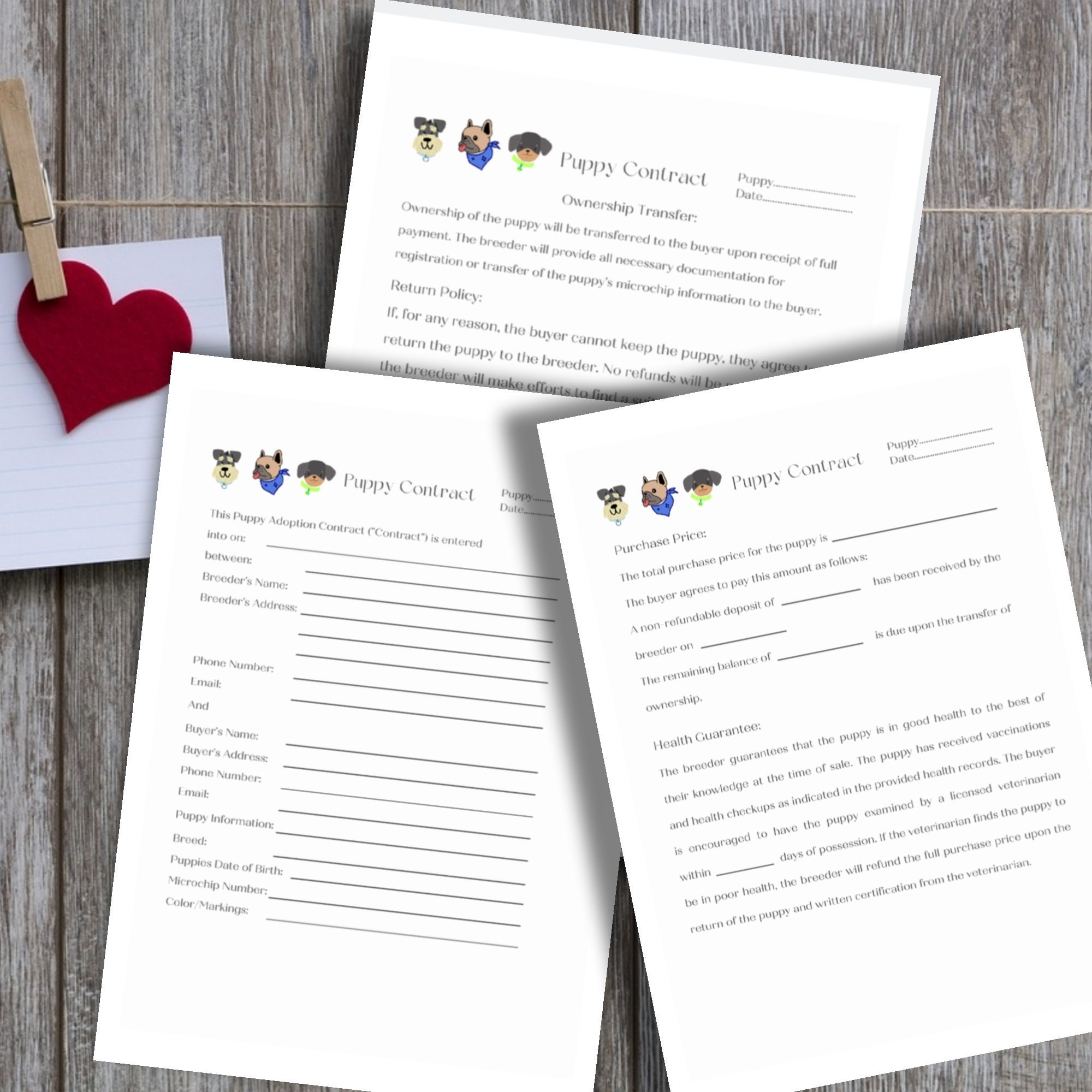 Puppy Litter Whelping Charts for Breeders Puppy Contract Progesterone ...