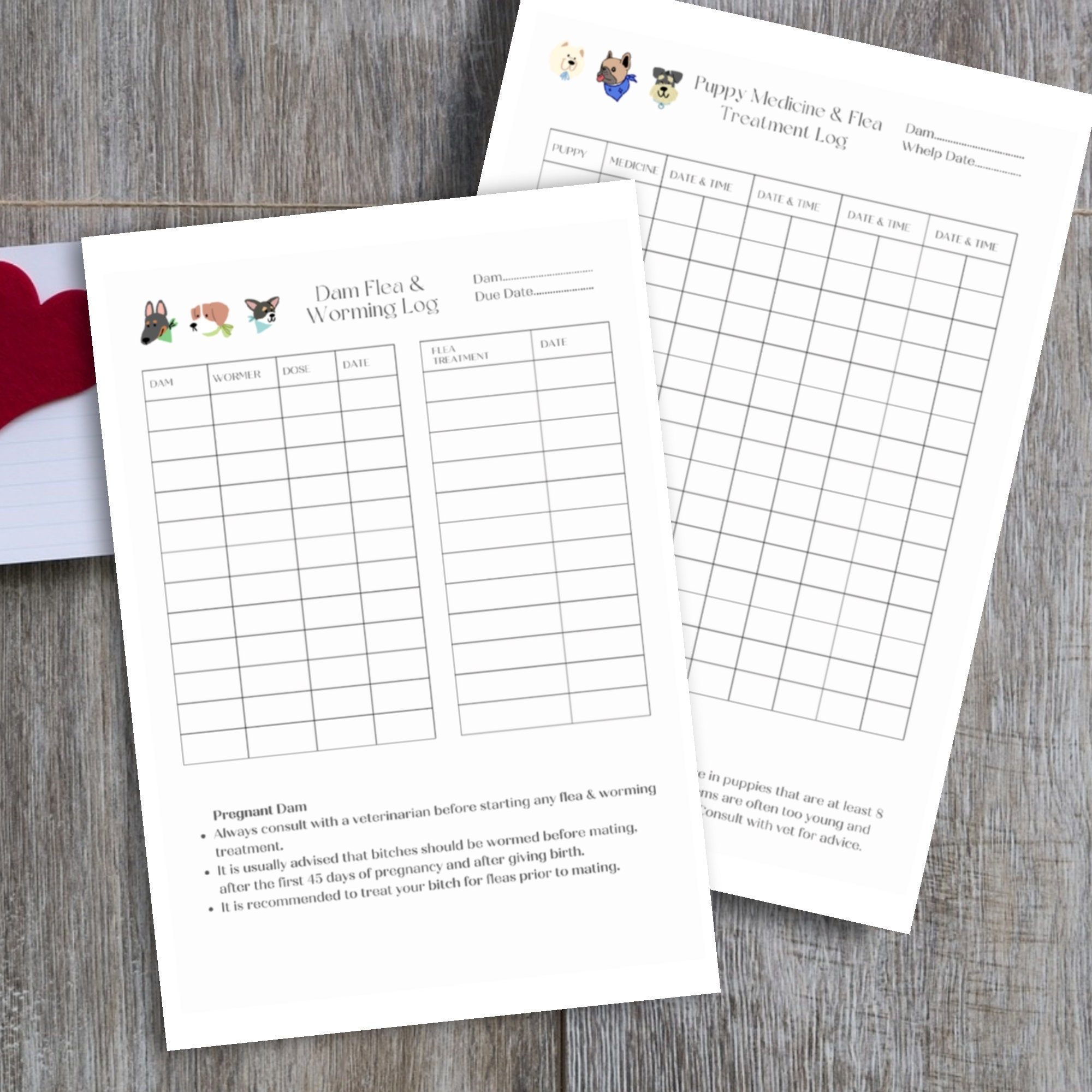 Puppy Litter Whelping Charts for Breeders Puppy Contract Progesterone ...