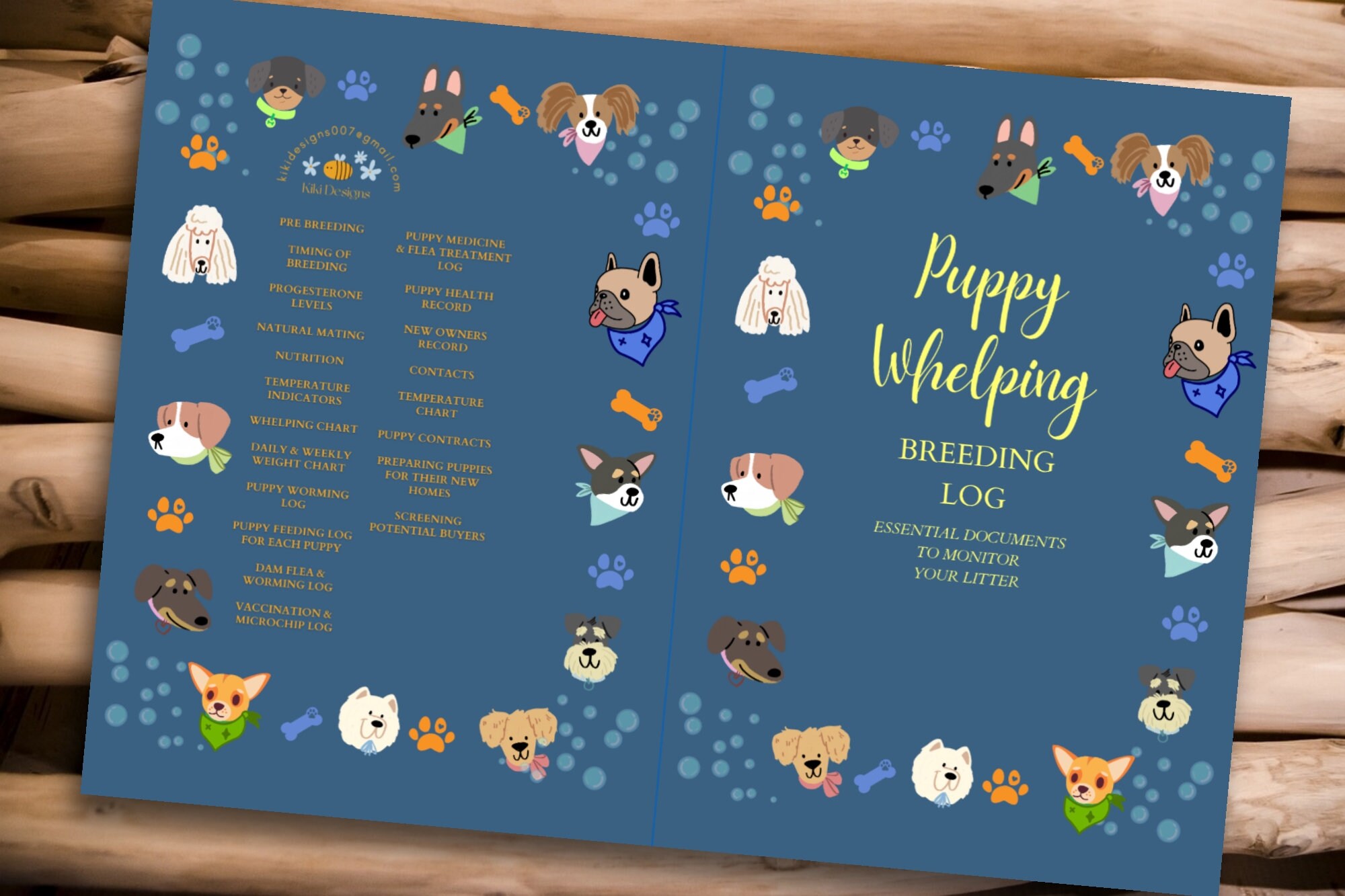 Puppy Litter Whelping Charts for Breeders Puppy Contract Progesterone ...