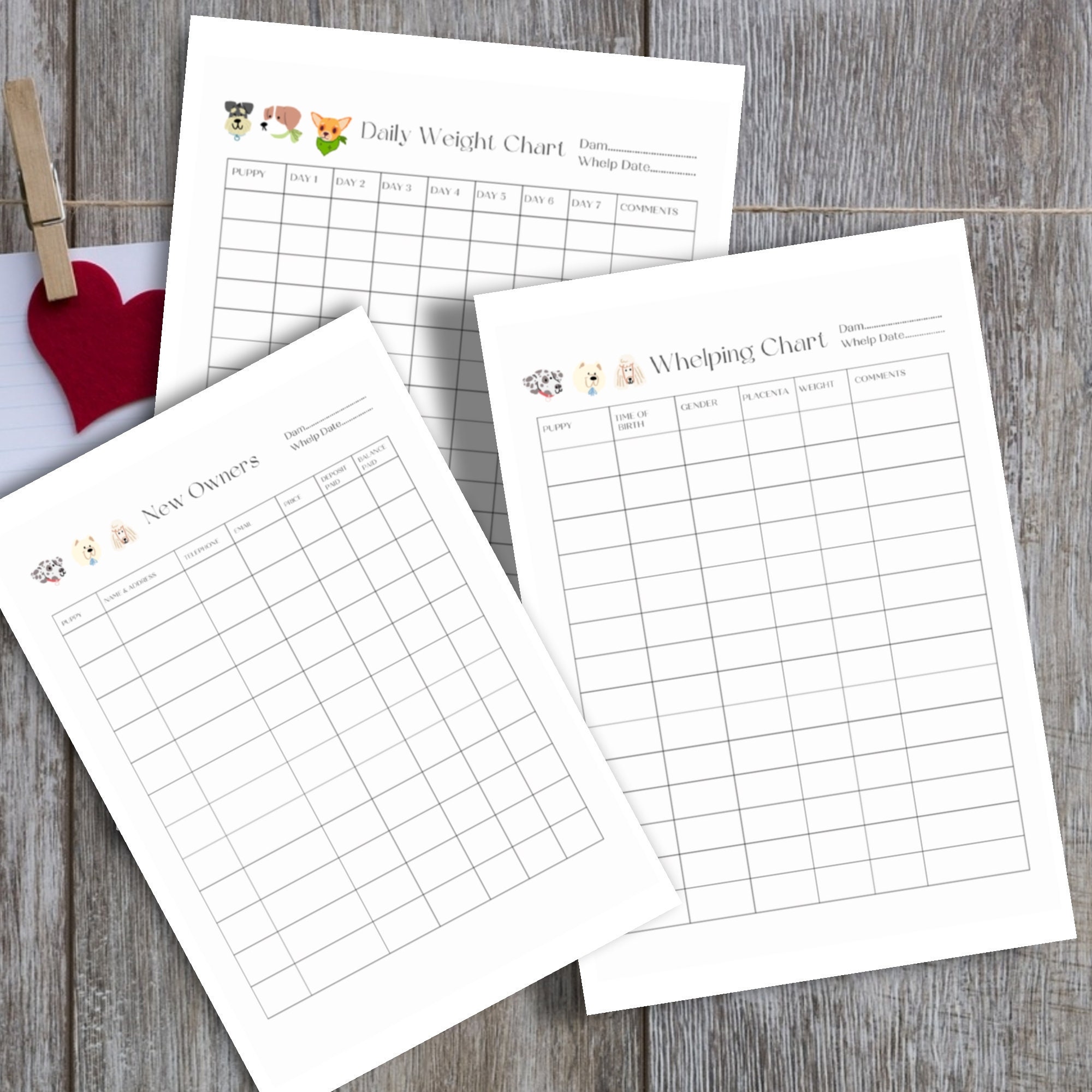 Puppy Litter Whelping Charts for Breeders Puppy Contract Progesterone ...