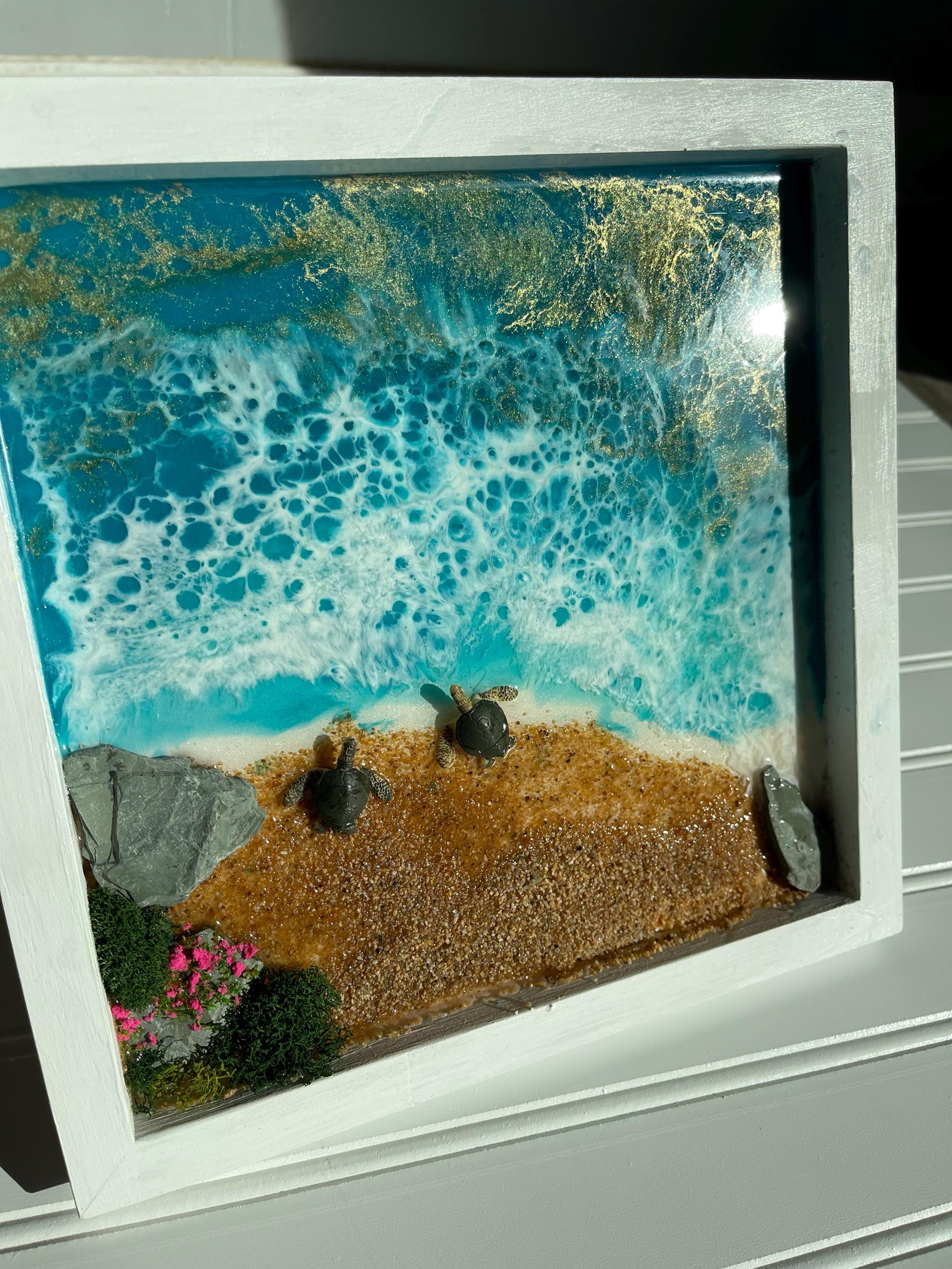 Custom Resin Painting, Art Resin Sea Epoxy Art, Beach Resin Art ...